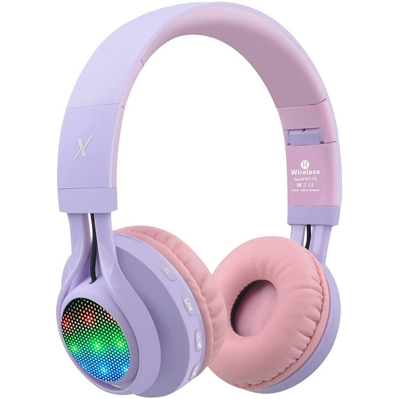 WT-7S Kids Bluetooth Headphones Light Up, Foldable Stero Wireless ...
