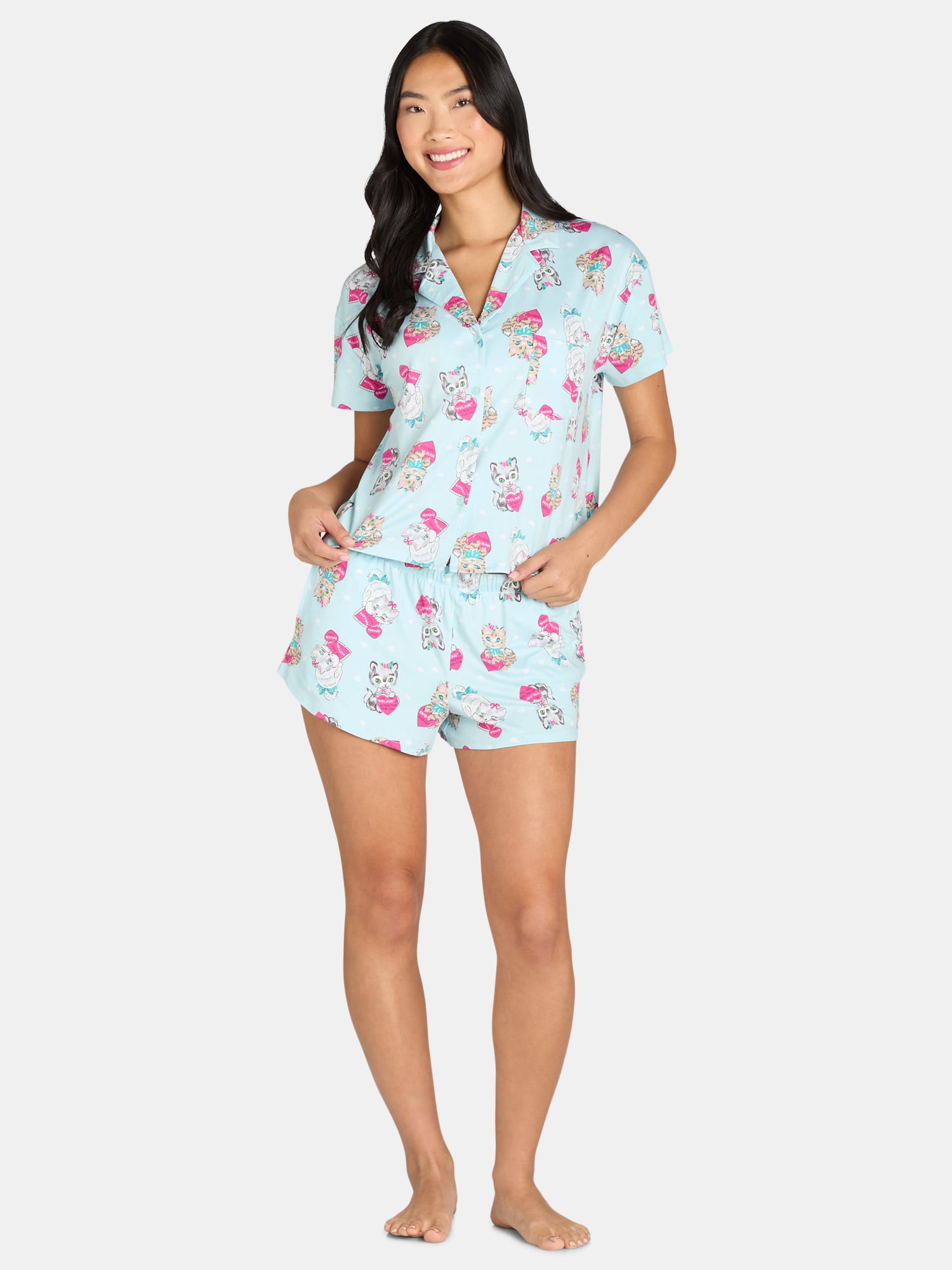 Women’s Valentine’s Day Print Shorty Notch Collar Pajama Set from Way ...