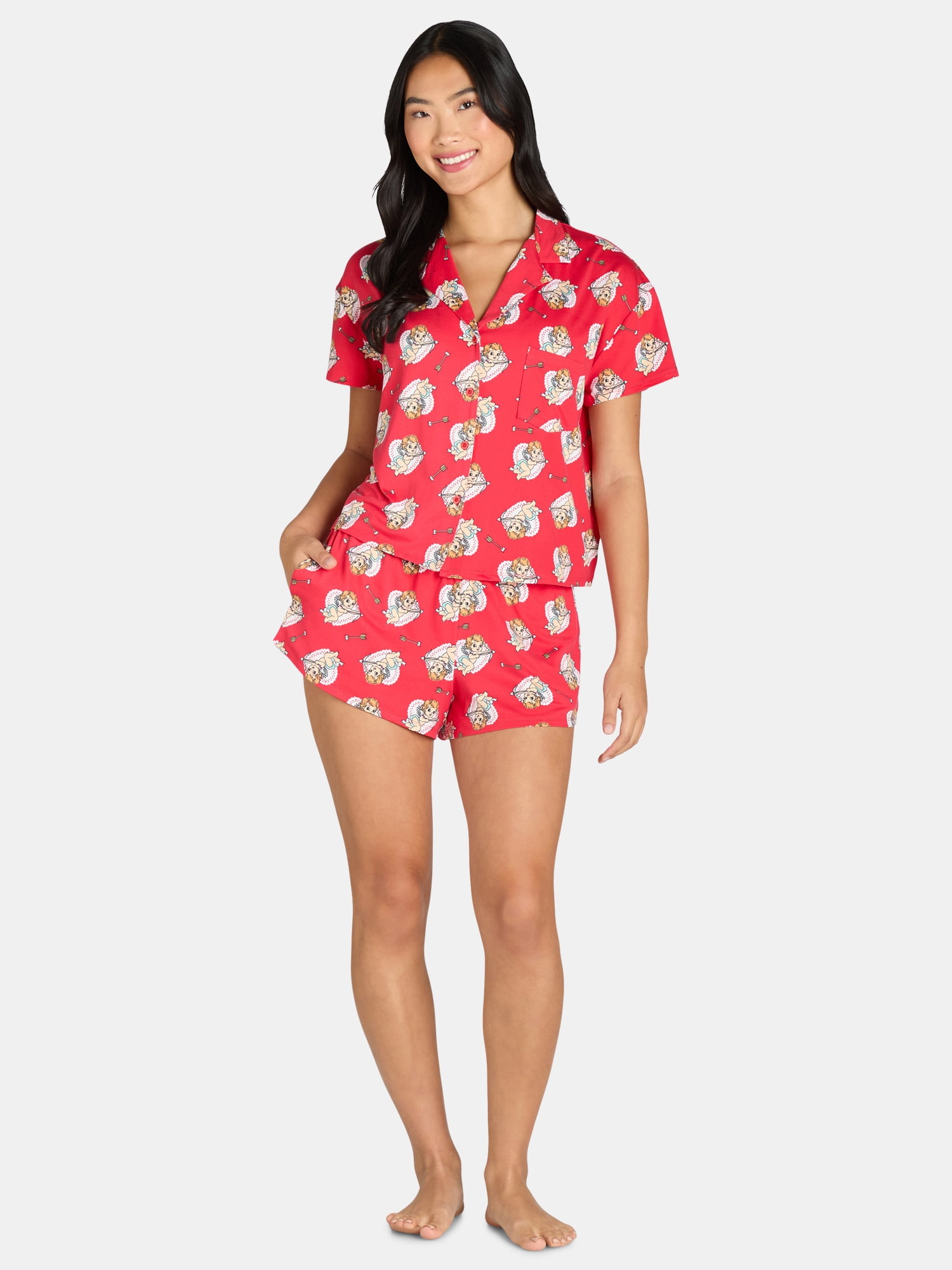Women’s Valentine’s Day Print Shorty Notch Collar Pajama Set from Way ...