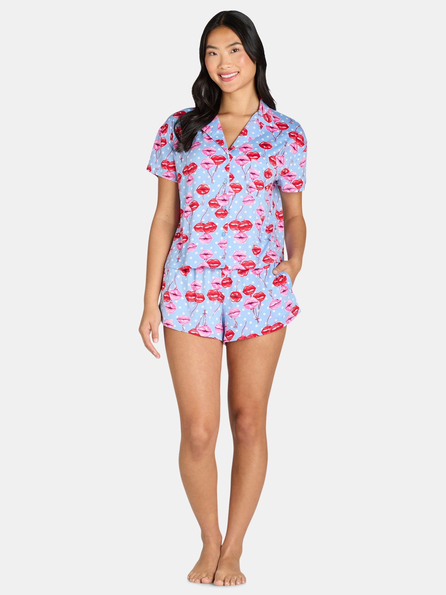 Women’s Valentine’s Day Print Shorty Notch Collar Pajama Set from Way ...