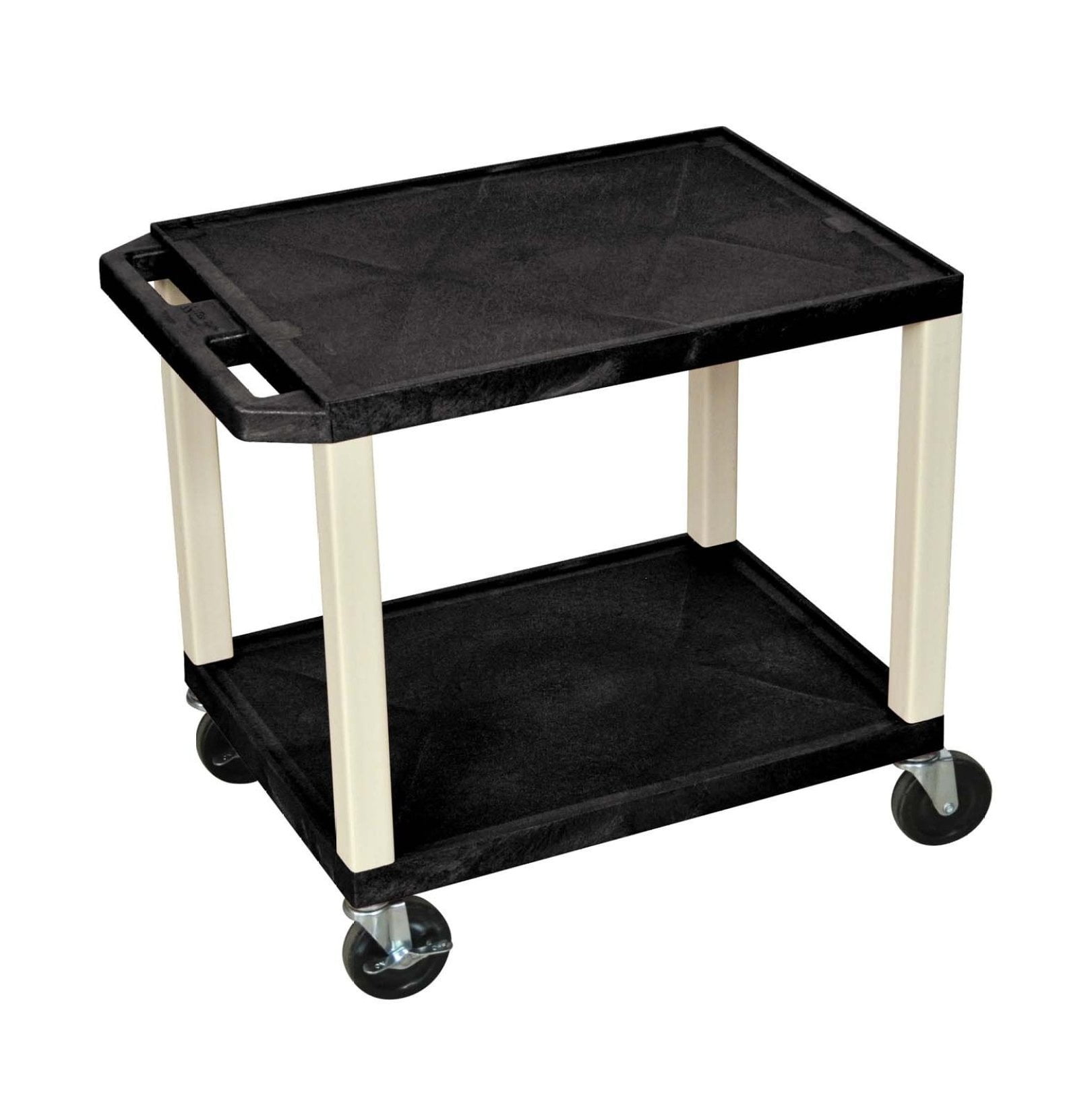 WT26 26"H AV Cart - Two Shelves - Black Legs, 4" Silent-Roll, Full-Swivel Heavy-Duty Casters ...