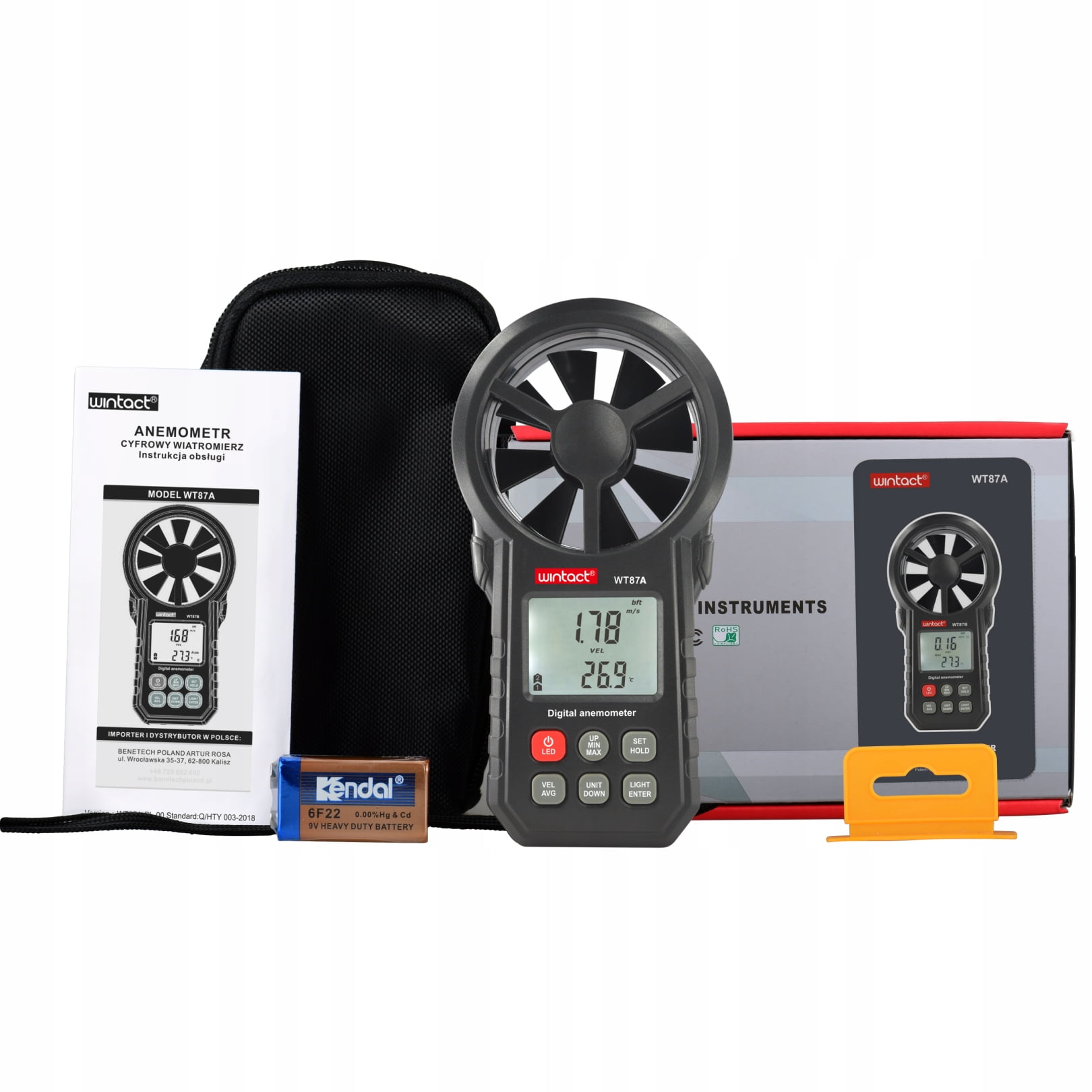 WT87A High Precision Anemometer Handheld Digital Anemometer Wind Meter ...