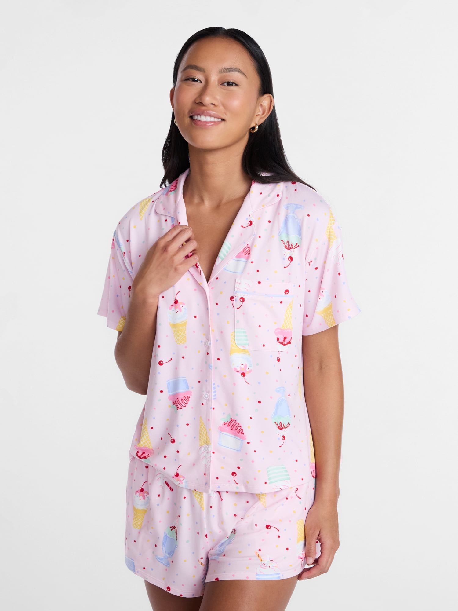 Ice Cream Women's Notch Top and Shorts Pajama Set from Way to Celebrate ...