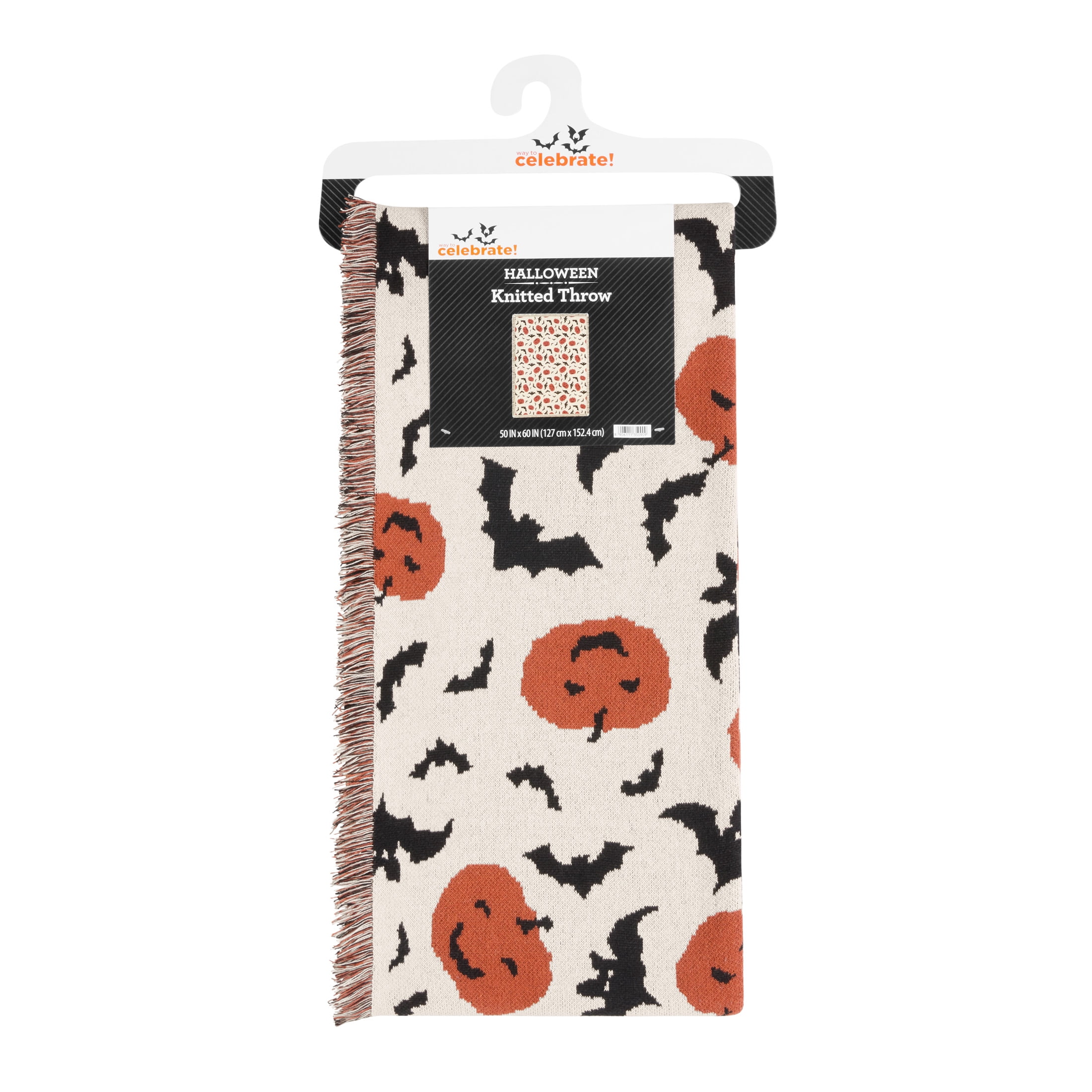 Way To Celebrate Halloween Soft Touch Multicolor Pumpkins & Bats Cotton ...