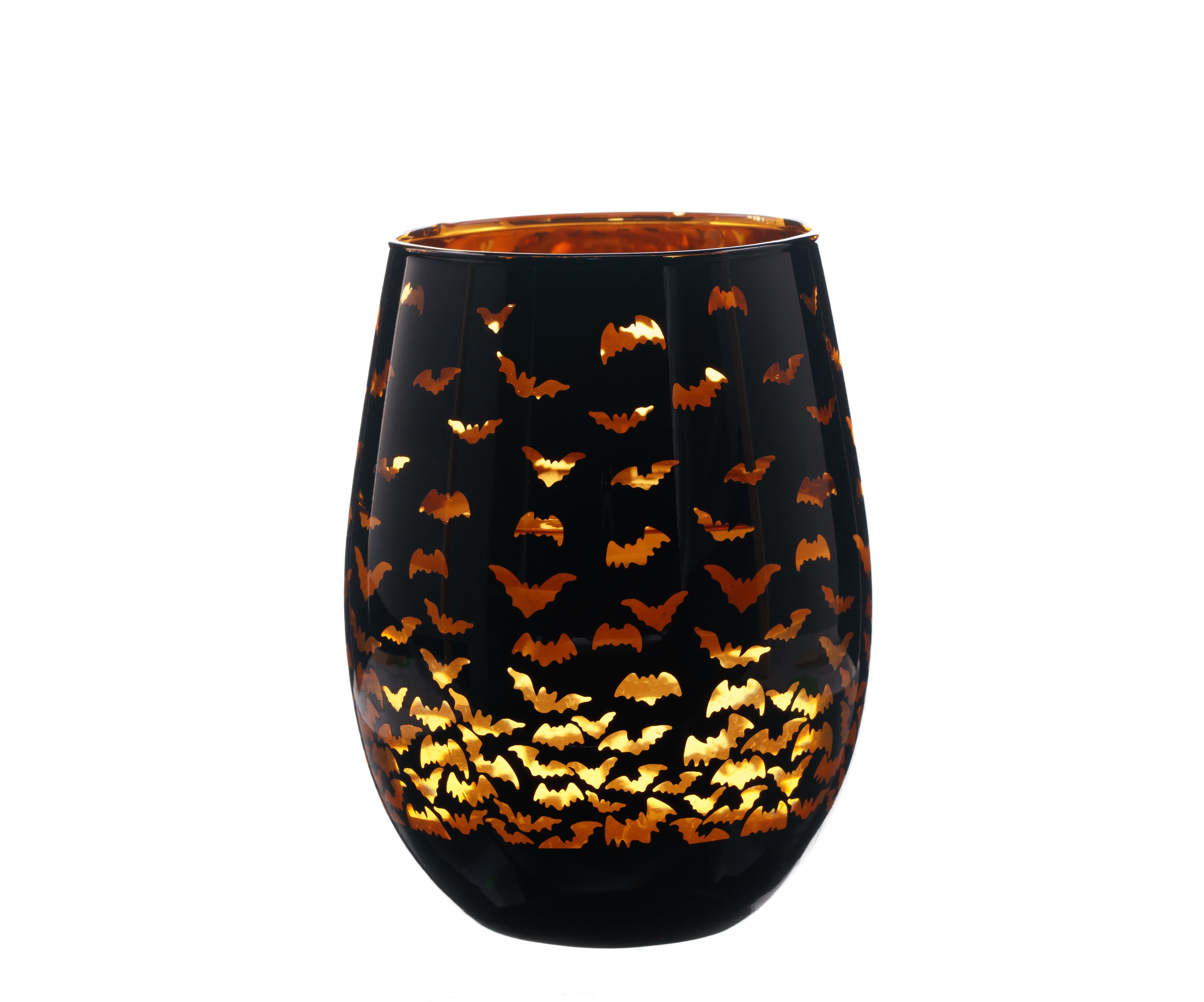 Way to Celebrate Halloween Two Tone Stemless Wine Glass Bat - Walmart.com