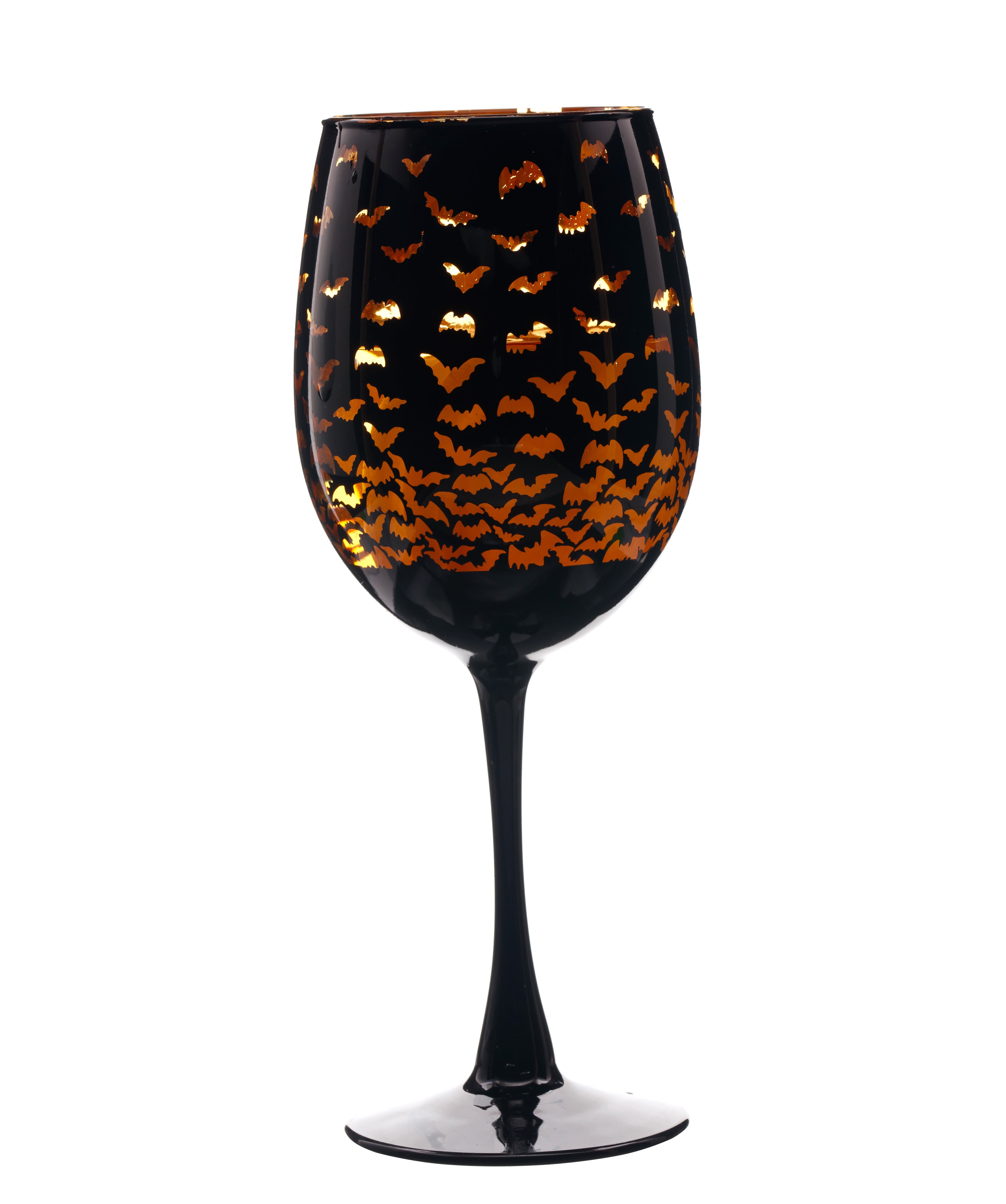 Way to Celebrate Halloween Two Tone Wine Glass Bats - Walmart.com