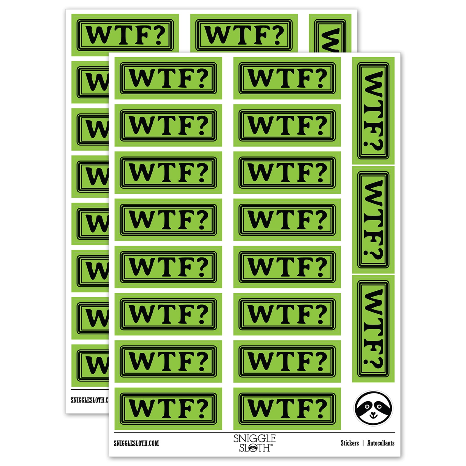 WTF What the F Border Outline Sticker Set - Light Green - Gloss Finish ...