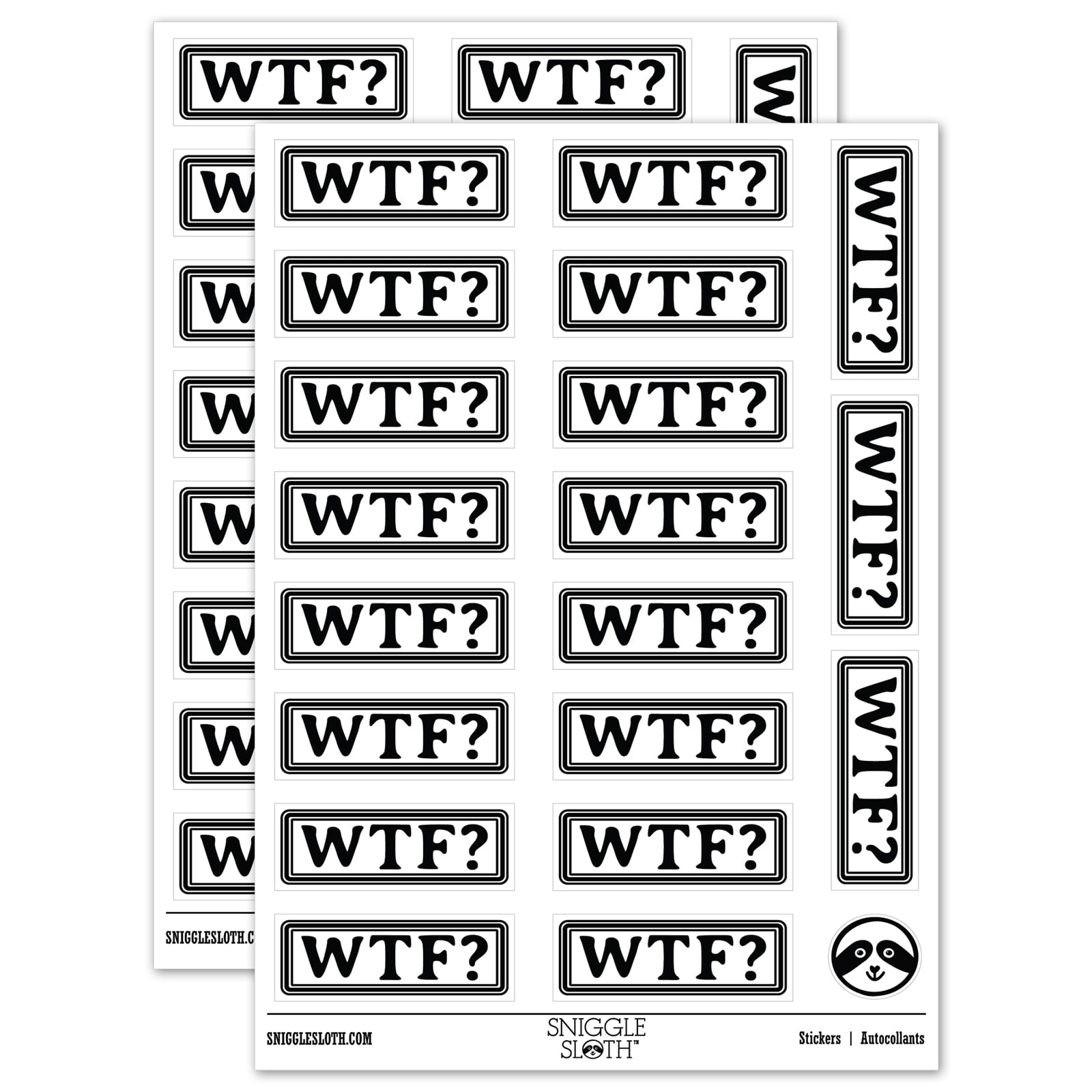 WTF What the F Border Outline Sticker Set - White - Gloss Finish - 2.00 ...
