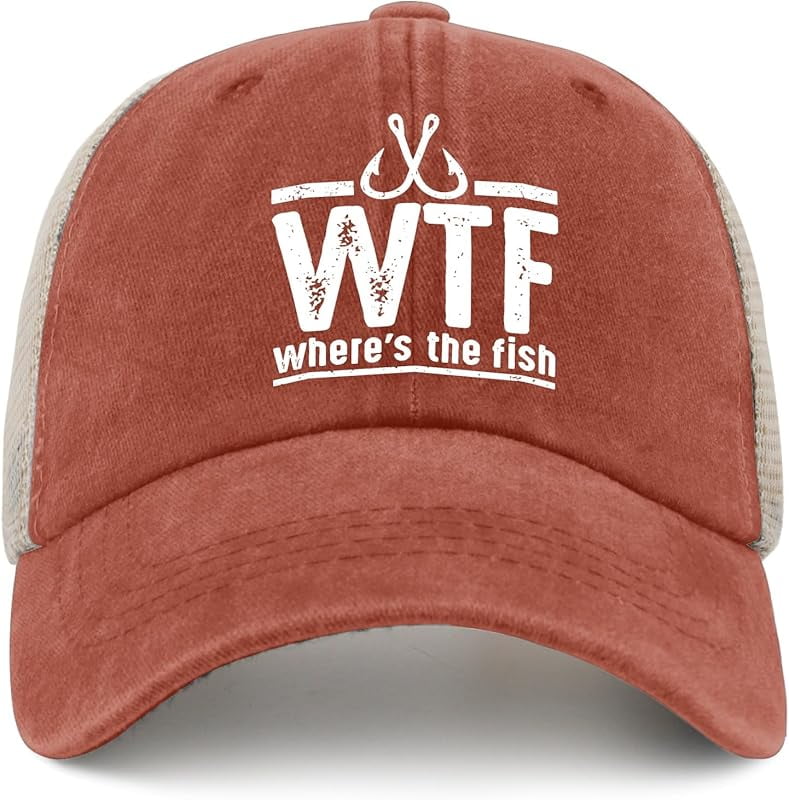 WTF Where's The Fish Sun Hat Anime Hat Golf Hats Men Gifts for Grandma ...