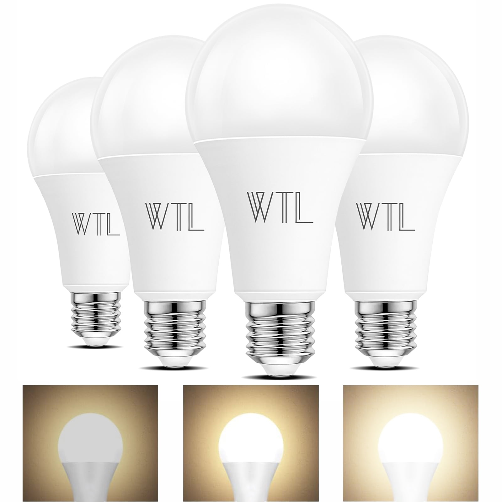 WTL 3 Way Light Bulb,50 75 100W, Three Way 4000K Natural White 5W/10W ...