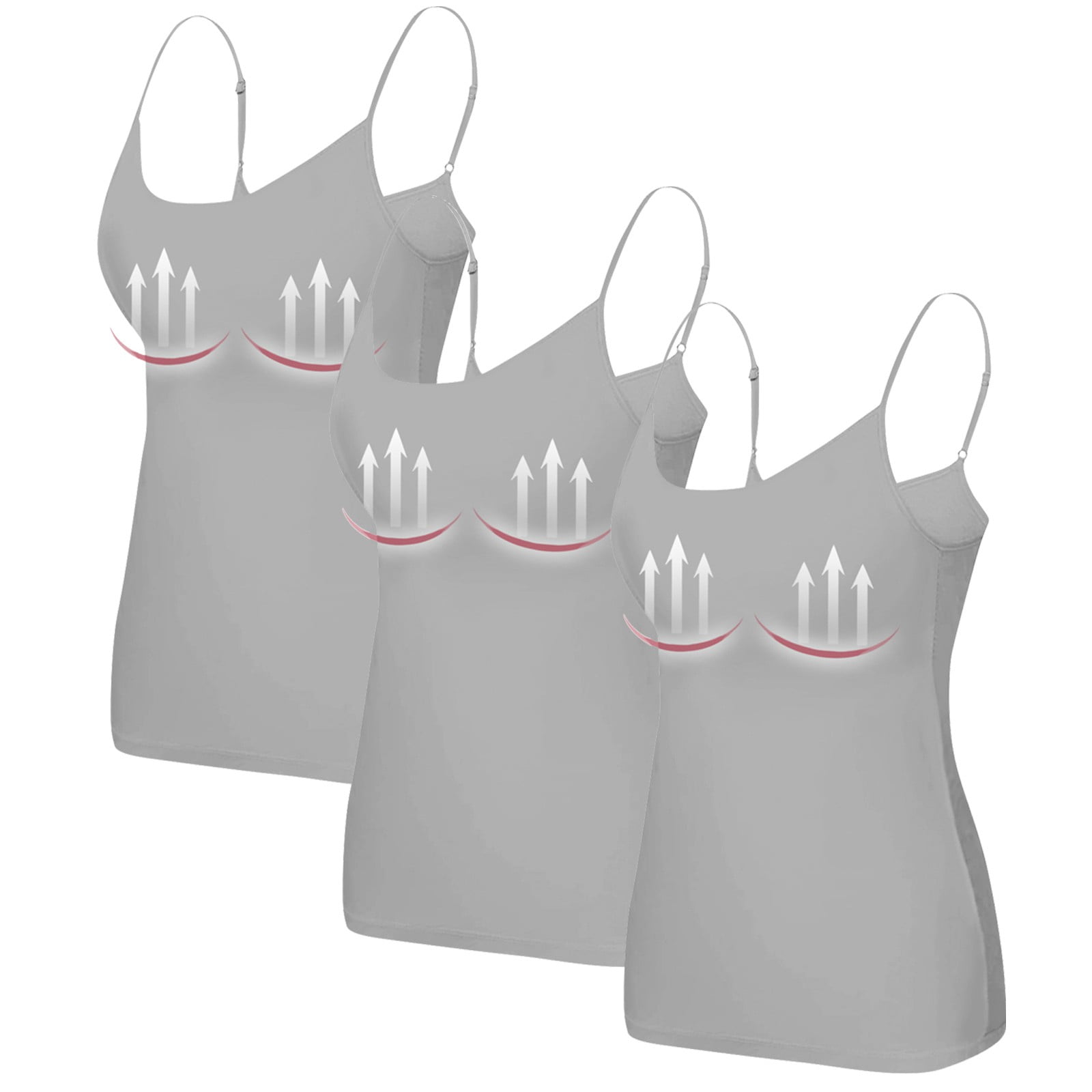 WTOBBY 3-Pack Women's Camisole with Built-in Chest Pad, Sexy Oversized ...