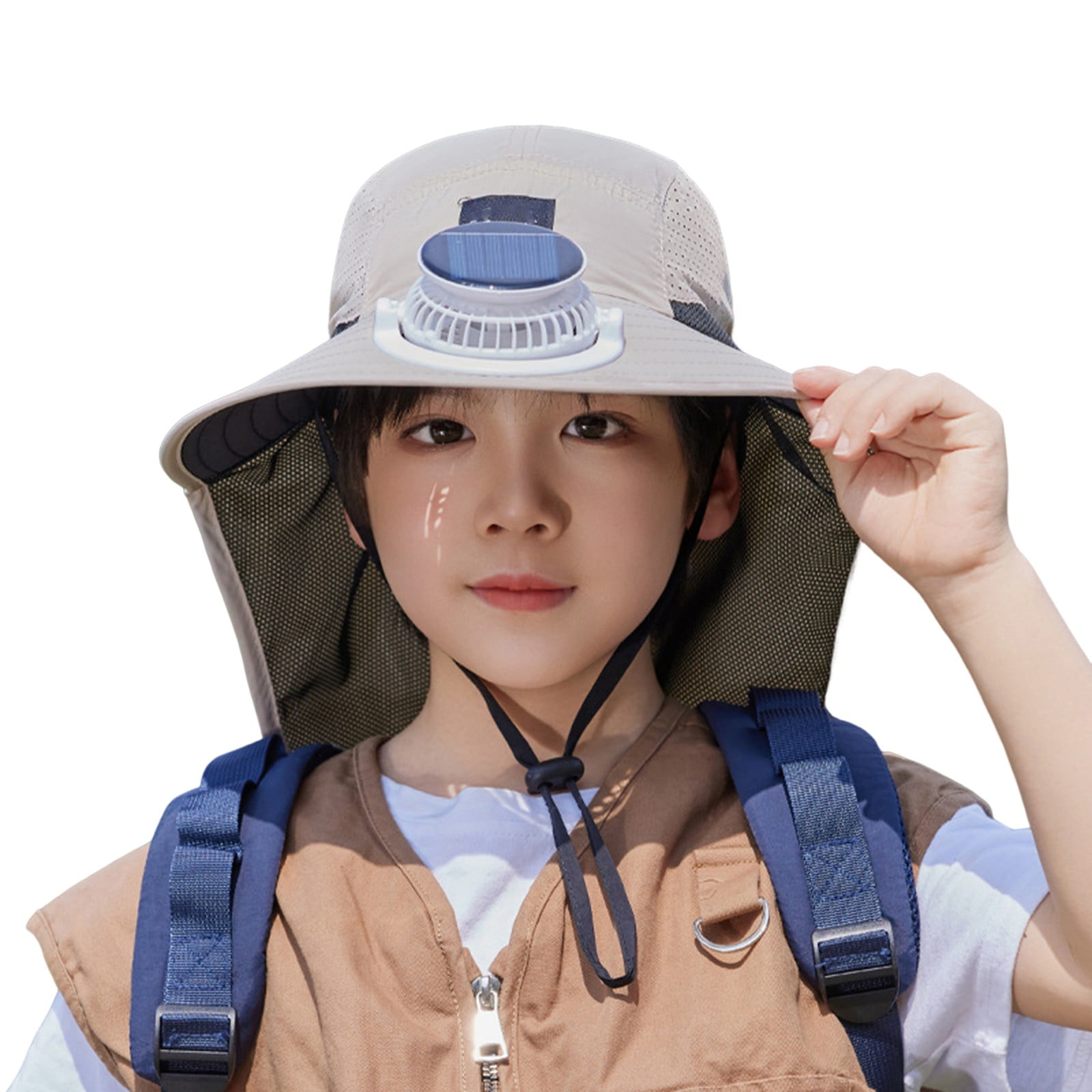 WTOBBY Children's Wide Brim Solar Fan Hat, Kids Sun Protection Cap with ...
