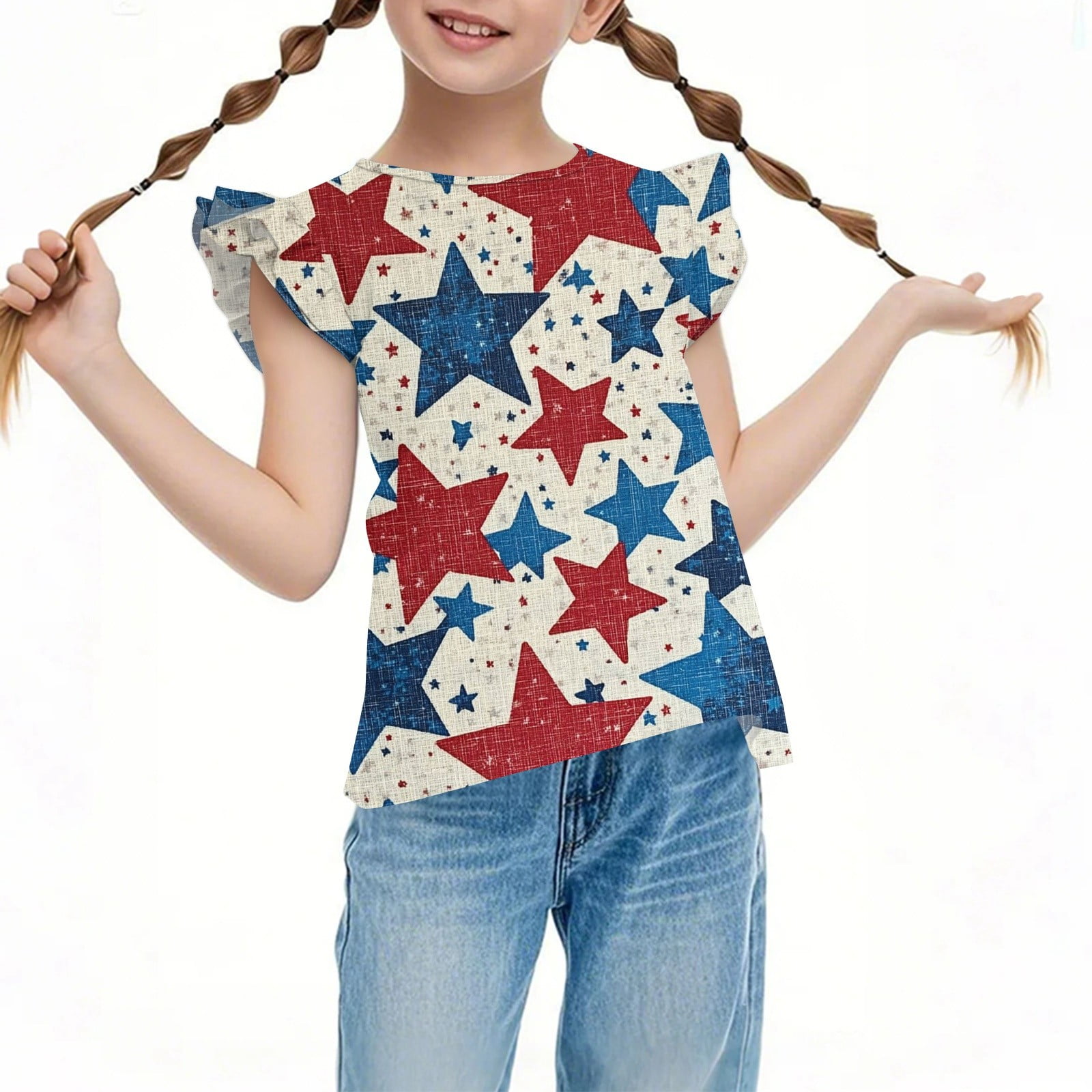 WTOBBY Kids Pleated Short Sleeve Cute Floral Print Round Neck Casual ...
