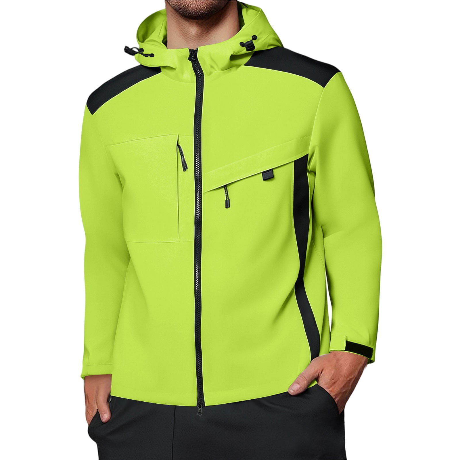 WTOBBY Men's Colorblock Waterproof Windbreaker Jacket for Outdoor ...