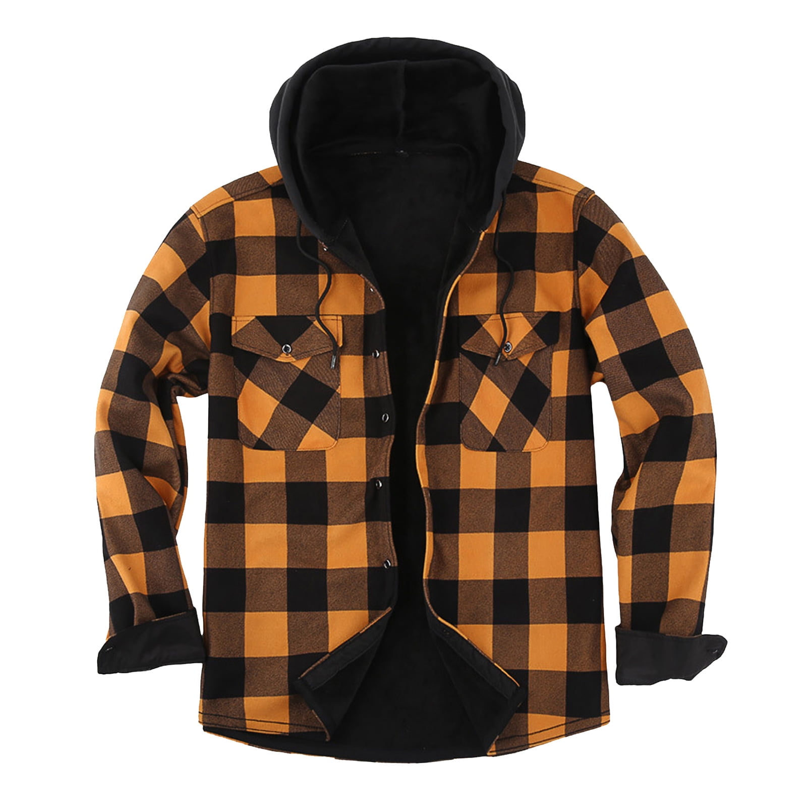 WTOBBY Men's Flannel Button-Up Jacket, Plaid Fleece Lined with Chest ...