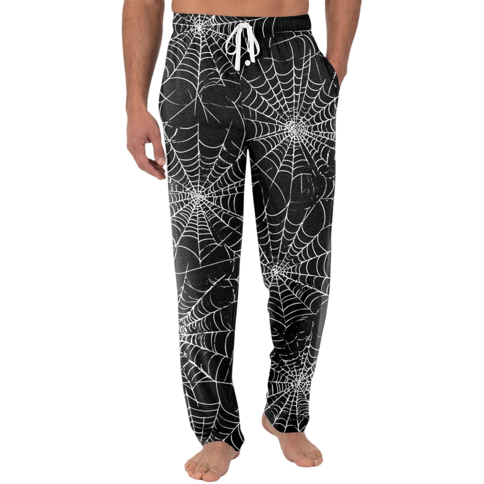 WTOBBY Men's Knitted Halloween Print Pocket Pants for Casual Lounge and ...