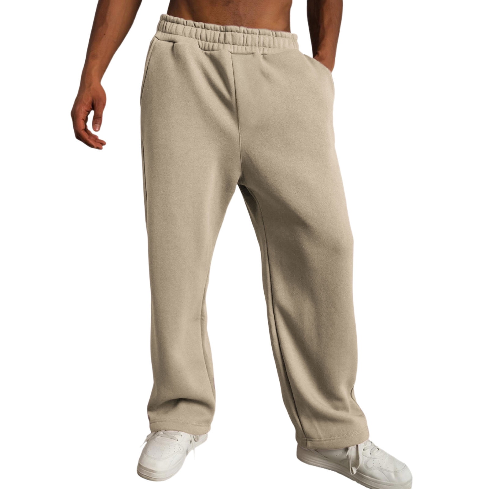 WTOBBY Men's Loose Fit Sweatpants for Autumn/Winter, Warm Casual ...
