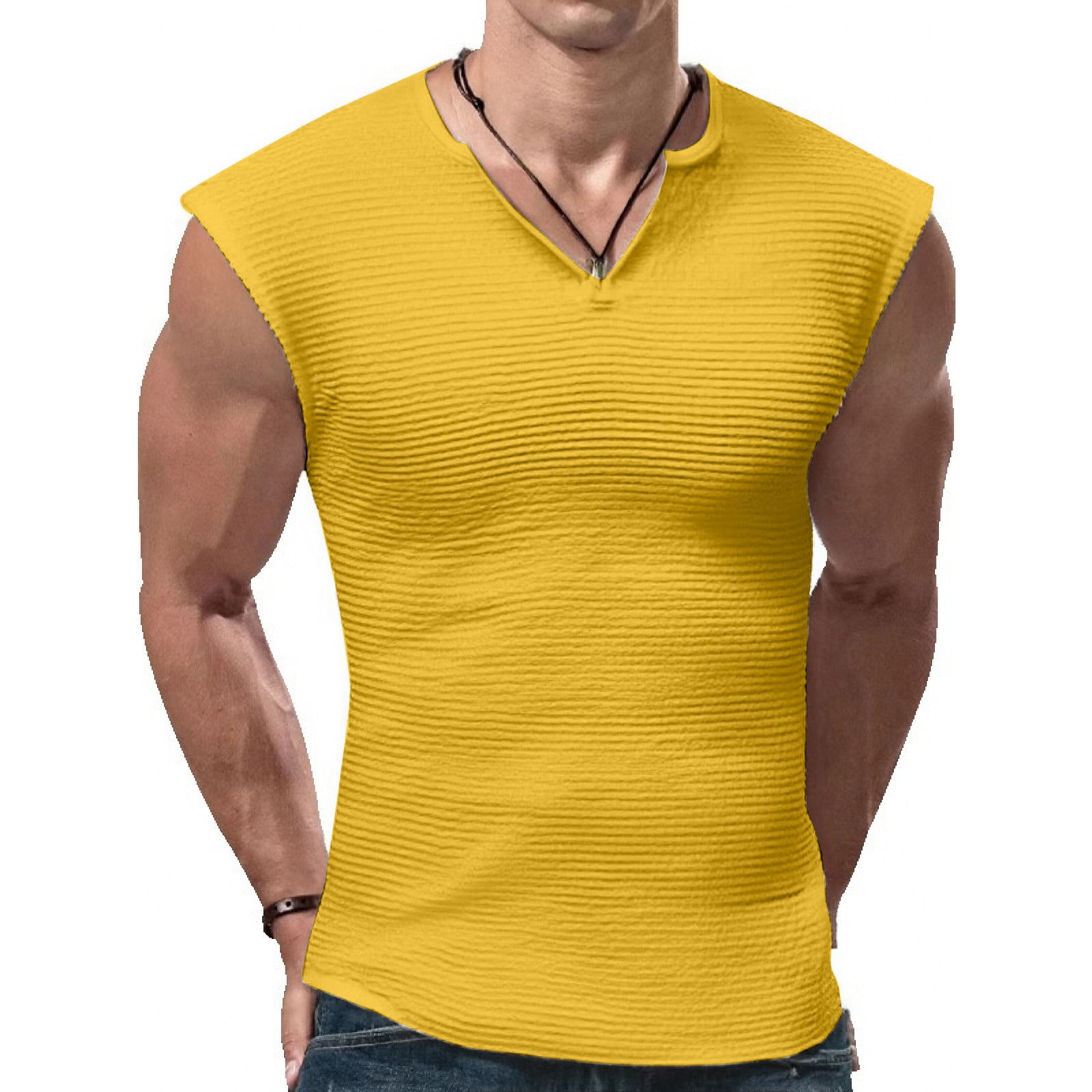 WTOBBY Men's Thick Waffle Weave Tank Top Casual Vest Sleeveless T-Shirt ...