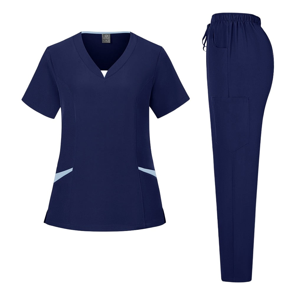 WTOBBY Plus Size Women's Quick-Dry Short Sleeve V-Neck Scrubs Set with ...