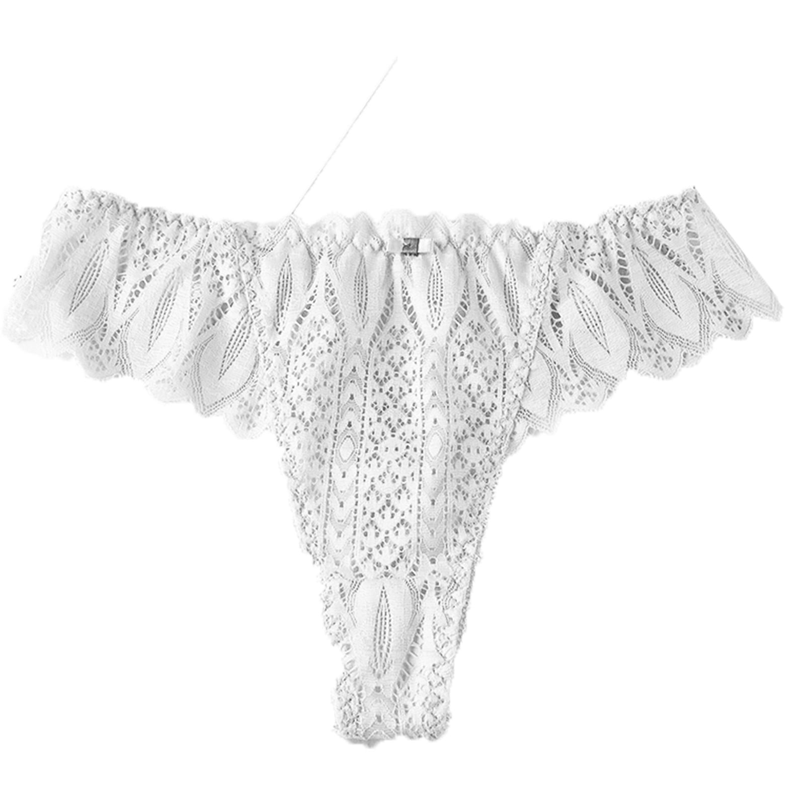 WTOBBY Sheer Lace Low-Rise Women's Underwear, Sexy Hollow-Out Thong ...