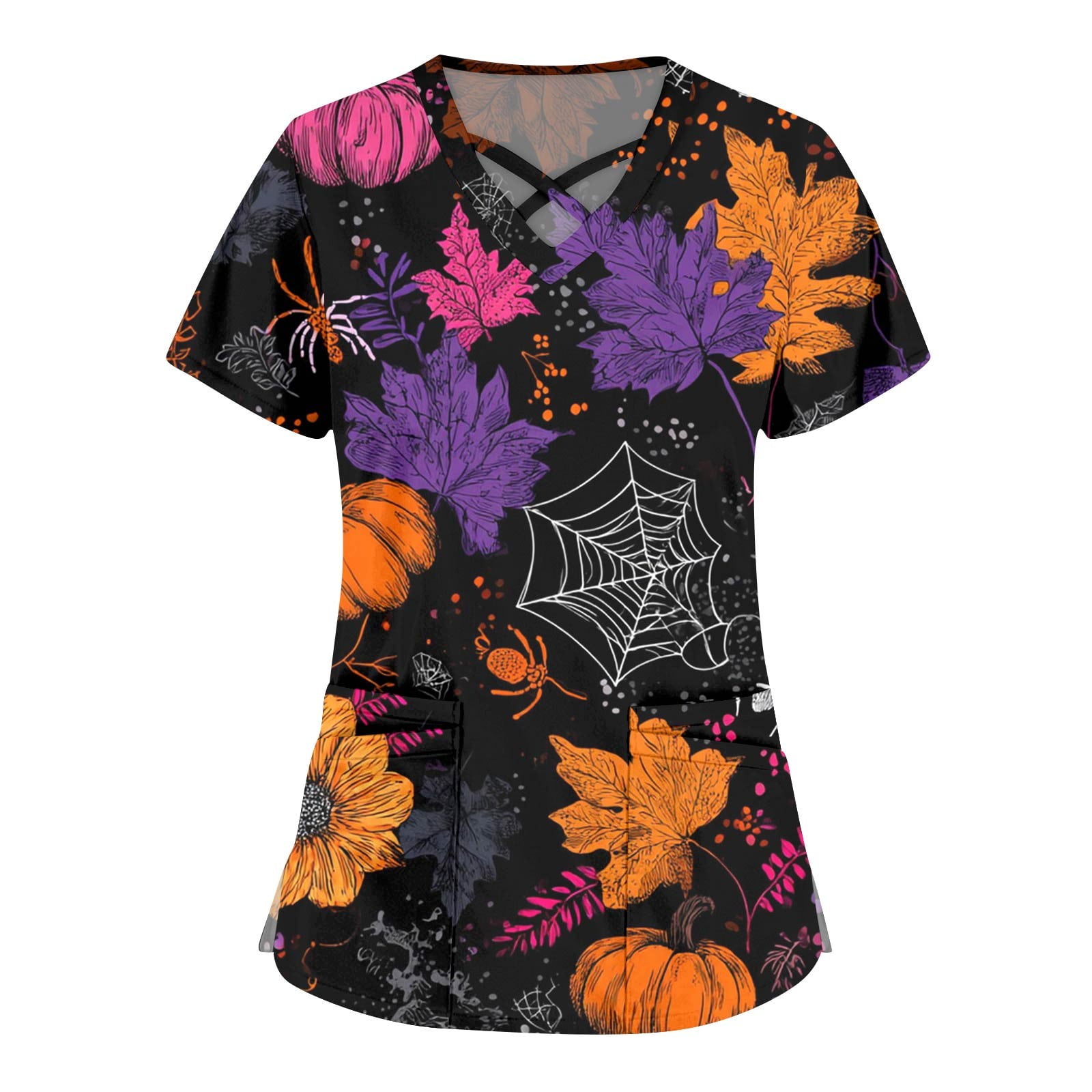 WTOBBY Women's Cross V-Neck Design Overalls with Short Sleeves and ...