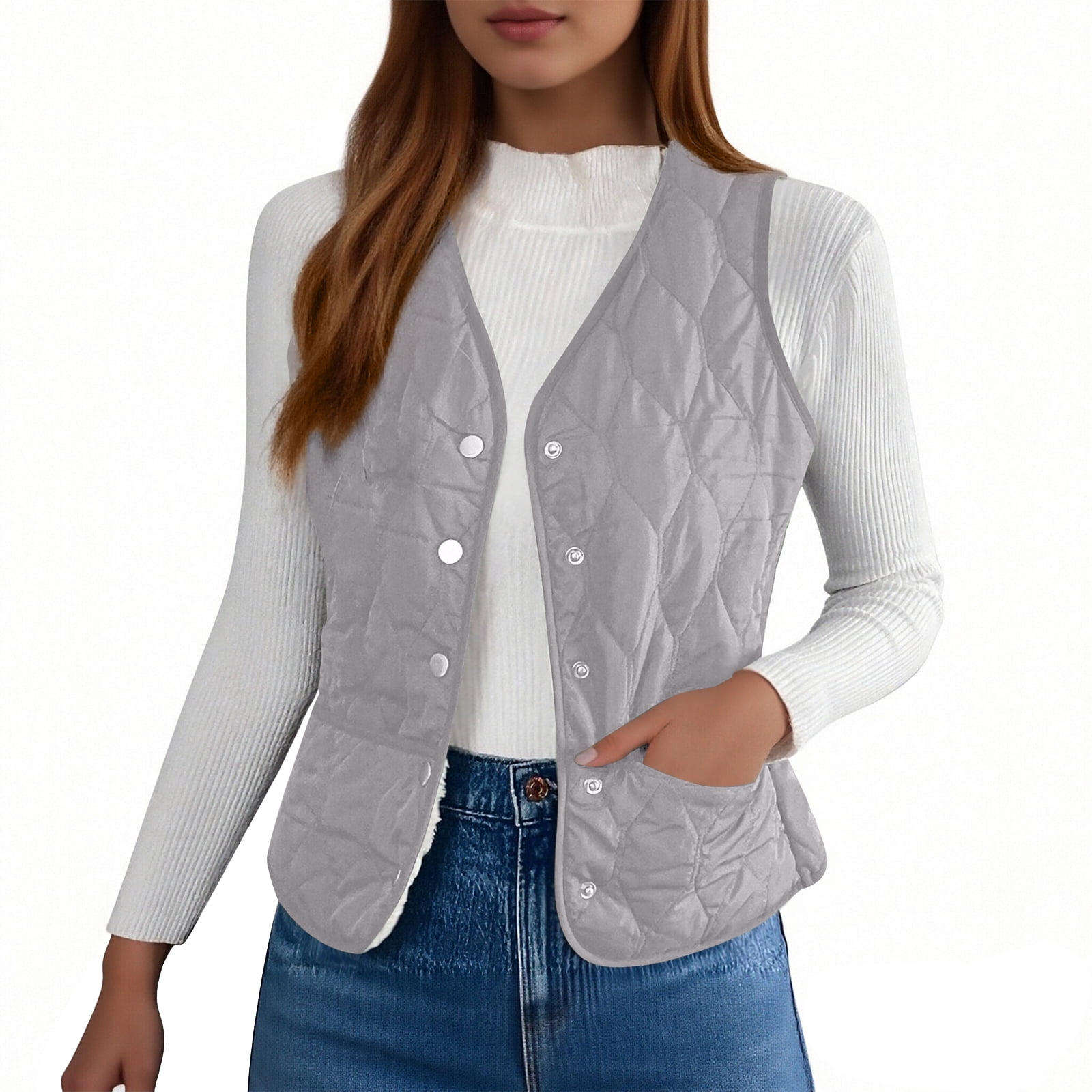 WTOBBY Women's Fashionable Cotton Vest, Thin And Slim Short Cold-proof ...