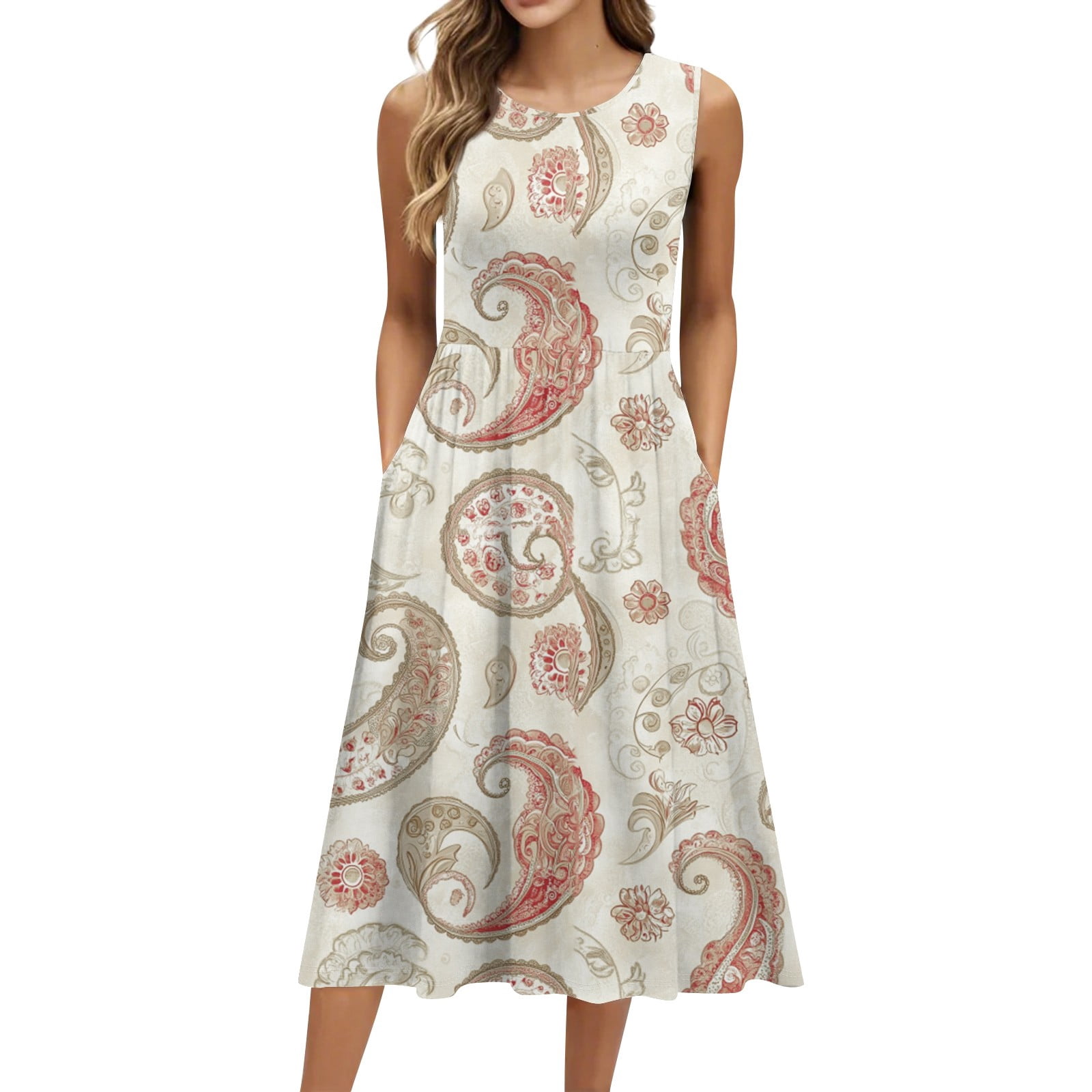 WTOBBY Women's Floral Print Office Wear Dress Summer Casual V-Neck ...