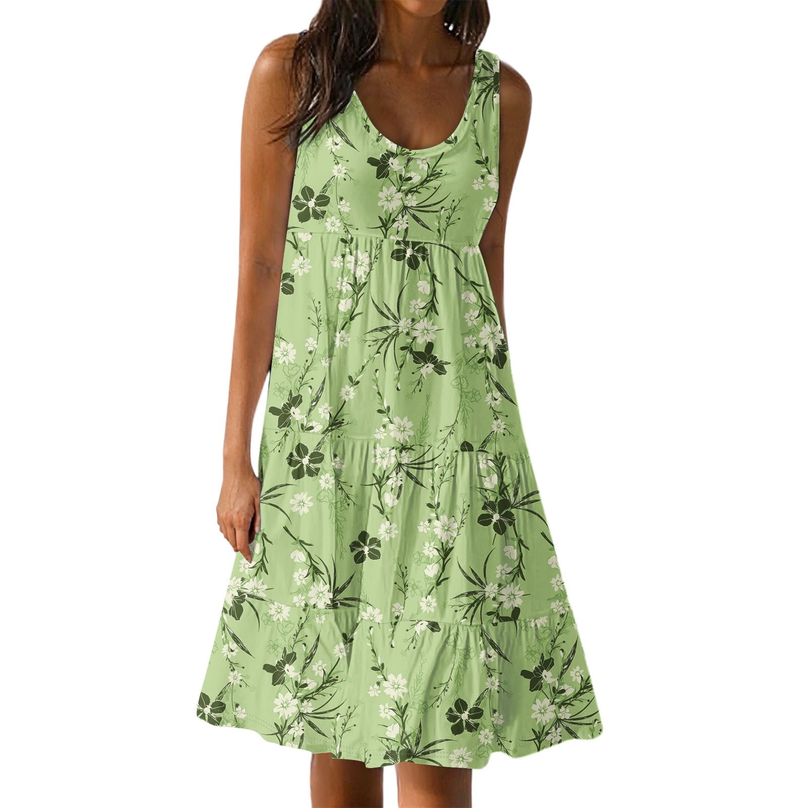 WTOBBY Women's Floral Print Sleeveless Casual Summer Dress Boho ...