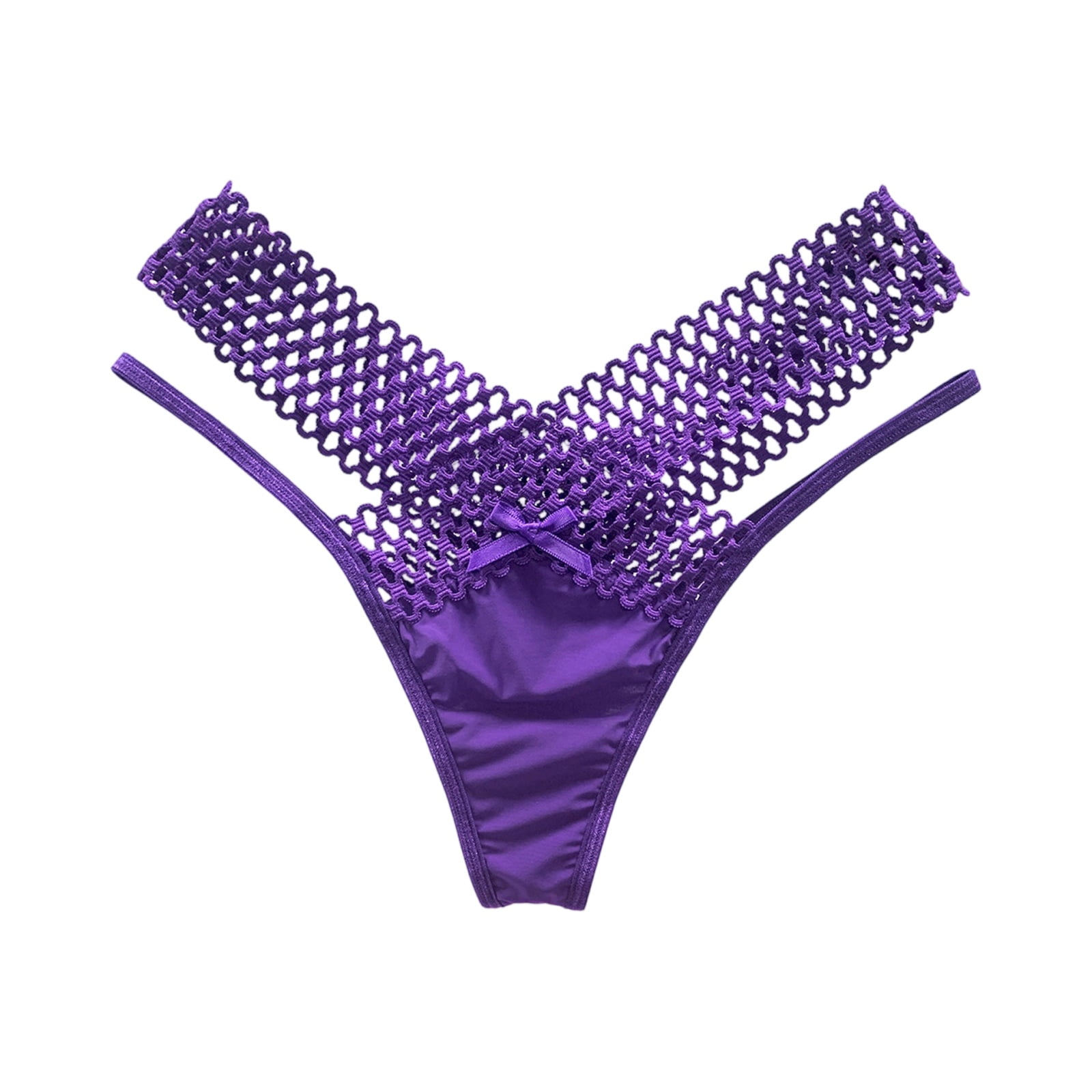 WTOBBY Women's Ice Silk Low-Rise G-String, Sheer Lace T-Back Underwear ...