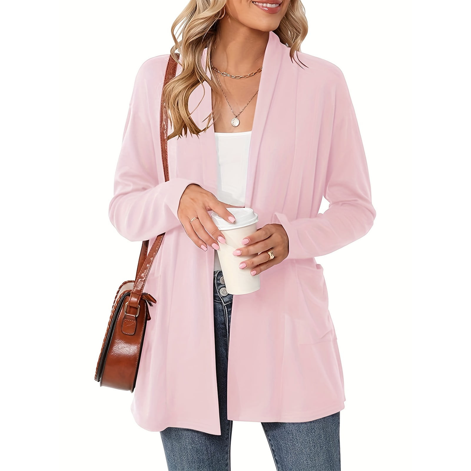 WTOBBY Women's Lightweight Cardigan Sweater Open Front Long Sleeve Thin ...