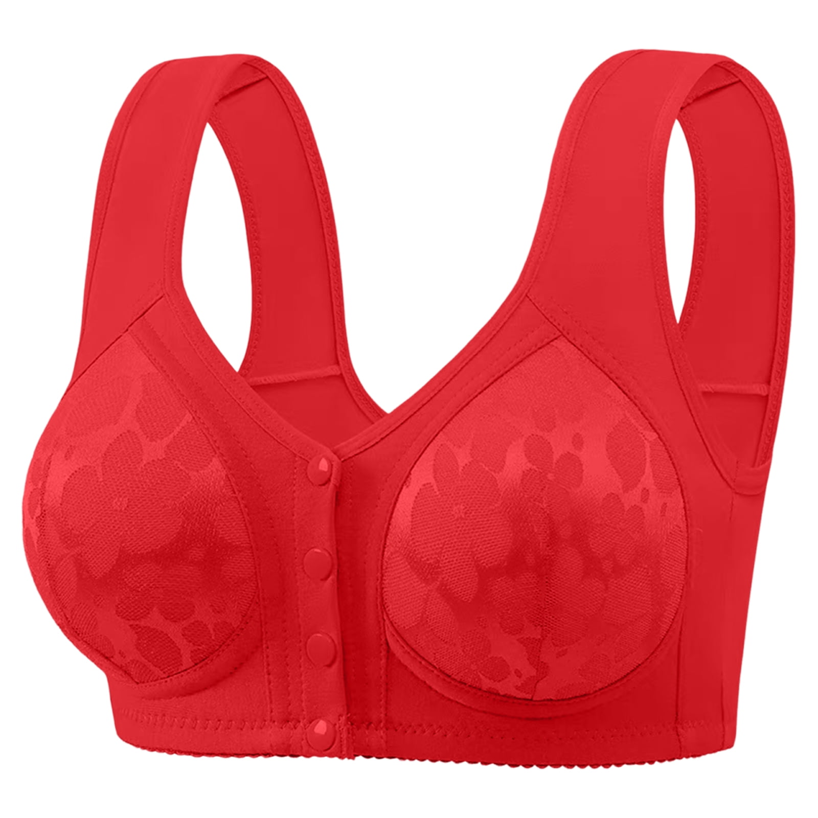 WTOBBY Women's Plus Size Front Closure Wireless Bra with Full Coverage ...
