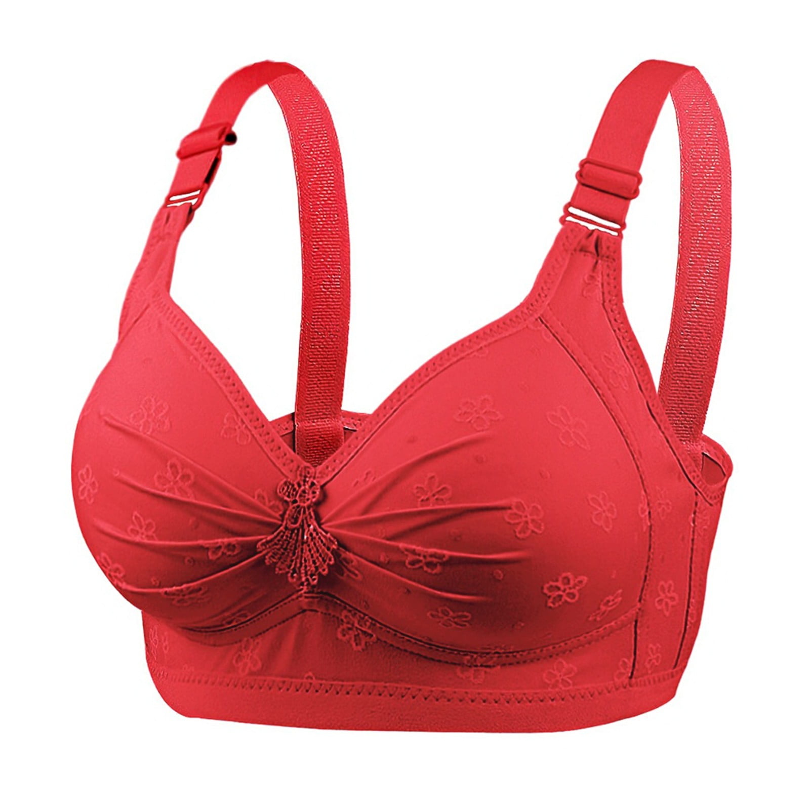 WTOBBY Women's Plus Size Full Coverage Wireless Bra with Gathered Cups ...