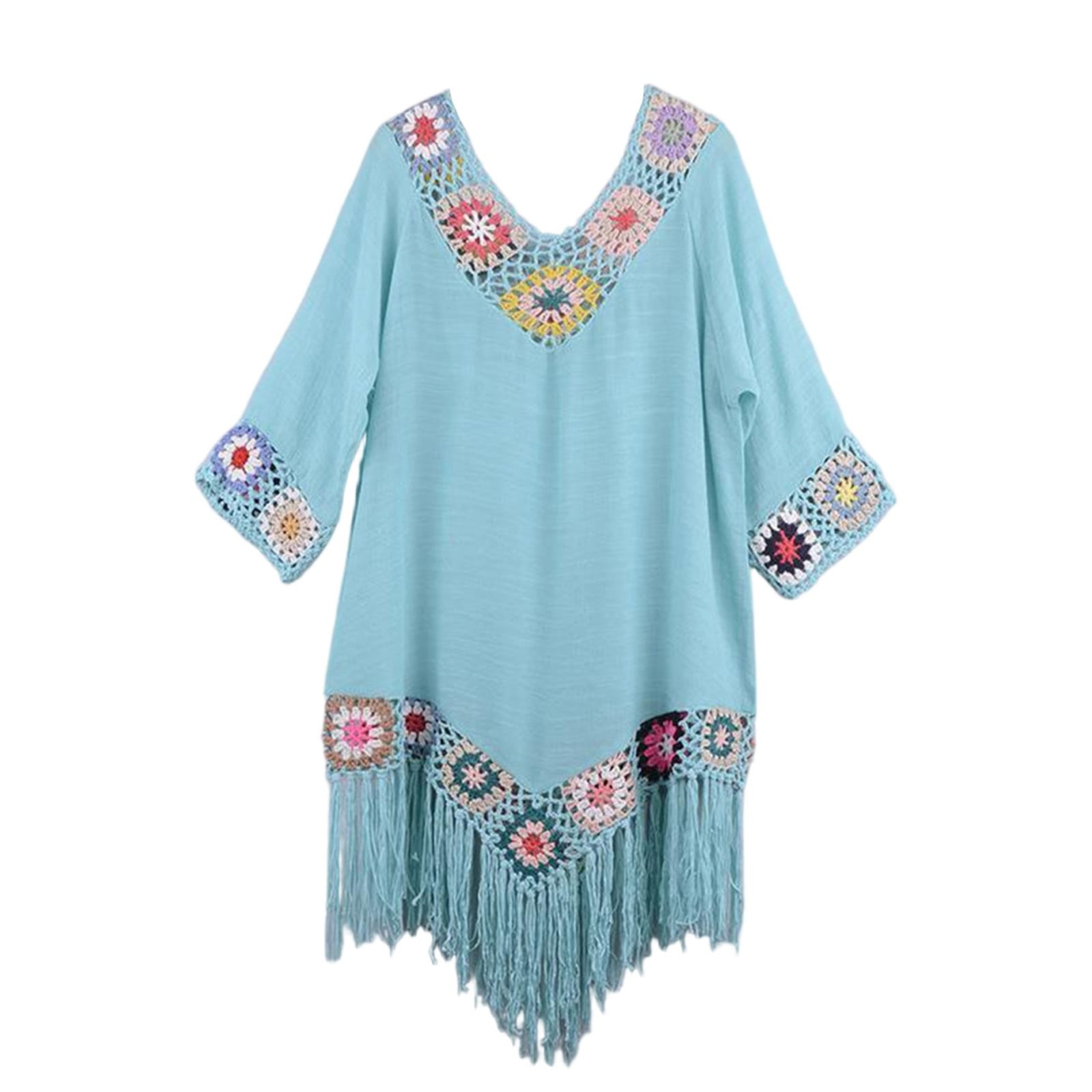 WTOBBY Women's Sexy Beach Cover-Up Shirt Mid-Length Spring Summer Swimsuit Outerwear Lightweight ...