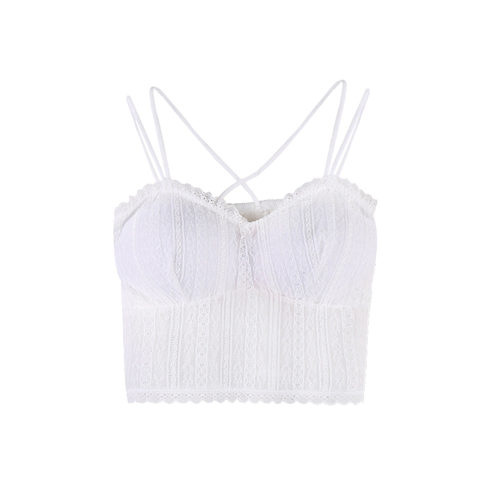 WTOBBY Women's Sexy Lace Cross Back Bra: Wirefree Design with Removable ...