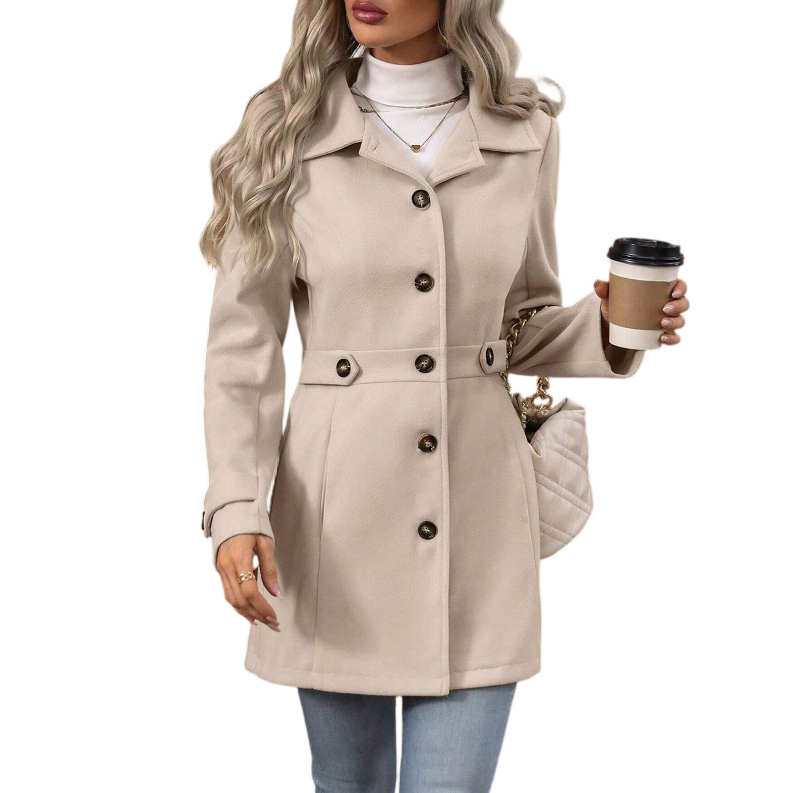 WTOBBY Women's Single Breasted Blazer Long Sleeve Solid Color Business ...