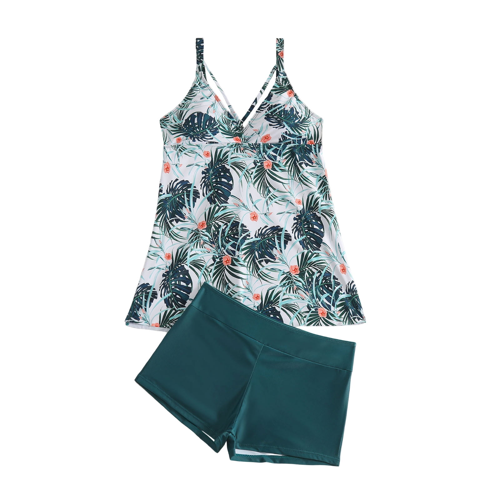 WTOBBY Women's Strappy Back Skirt Swimsuit Two-Piece Bikini Set High ...