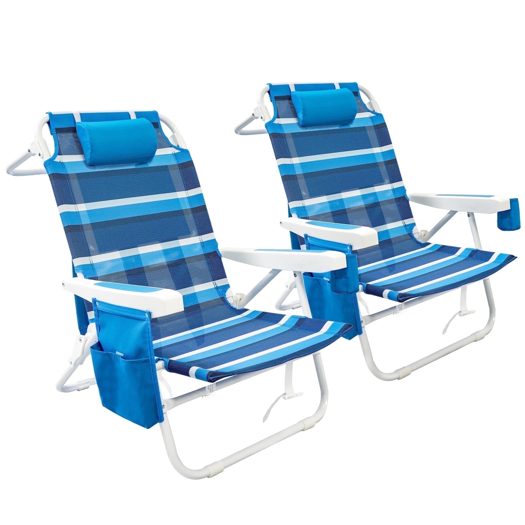 WTVIDAS Double Camping Chair with Canopy Shade Beach Chairs with Cup ...