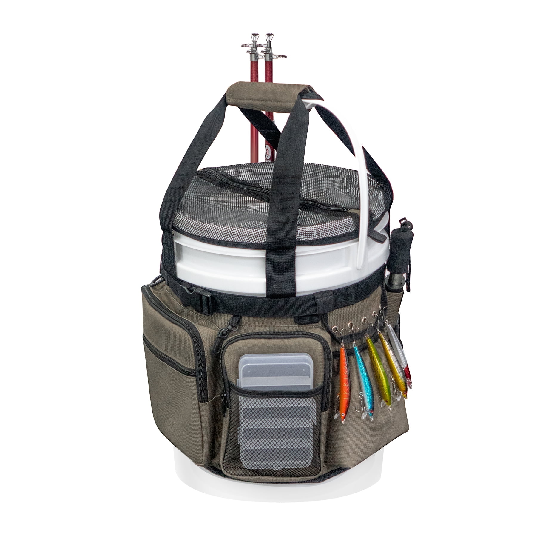 WTVIDAS Fishing Bucket Organizer with Top Cover, lce Fishing Tackle Bag ...