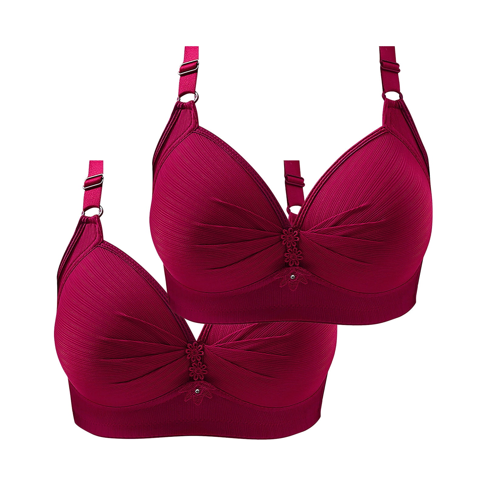 WTXUE Bras for Women Pack of 2, Scrunch Neck Thin Laceless Steel Ring ...