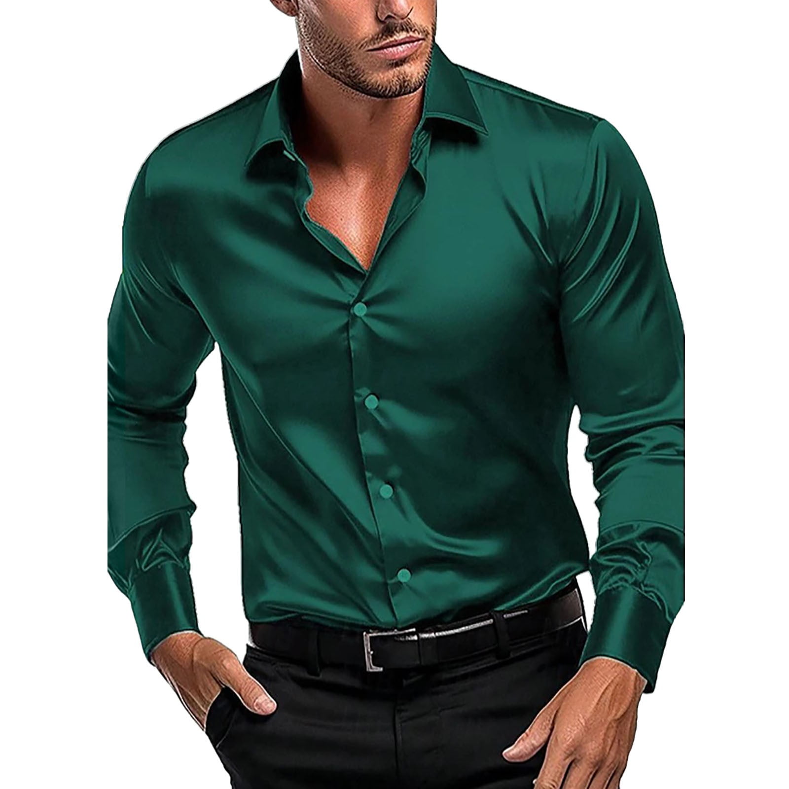 WTXUE Button-Up Shirts Long Sleeve, Notch Neck Shirts for Men ...