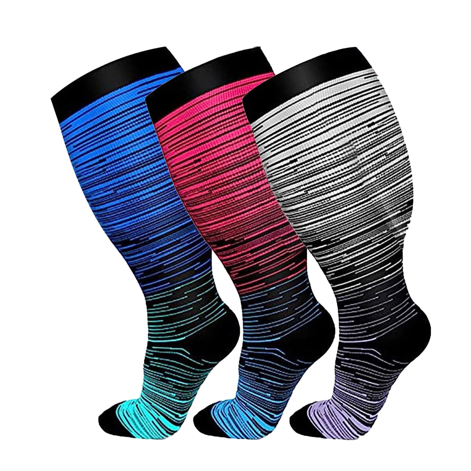 WTXUE Compression Socks Men, 3 Pairs Plus Size Compression Socks for ...