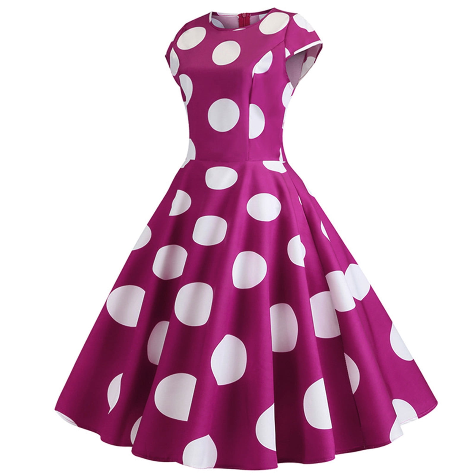 WTXUE Dresses for Women 2024, Dot Women Retro Sleeve Short Retro Swing ...