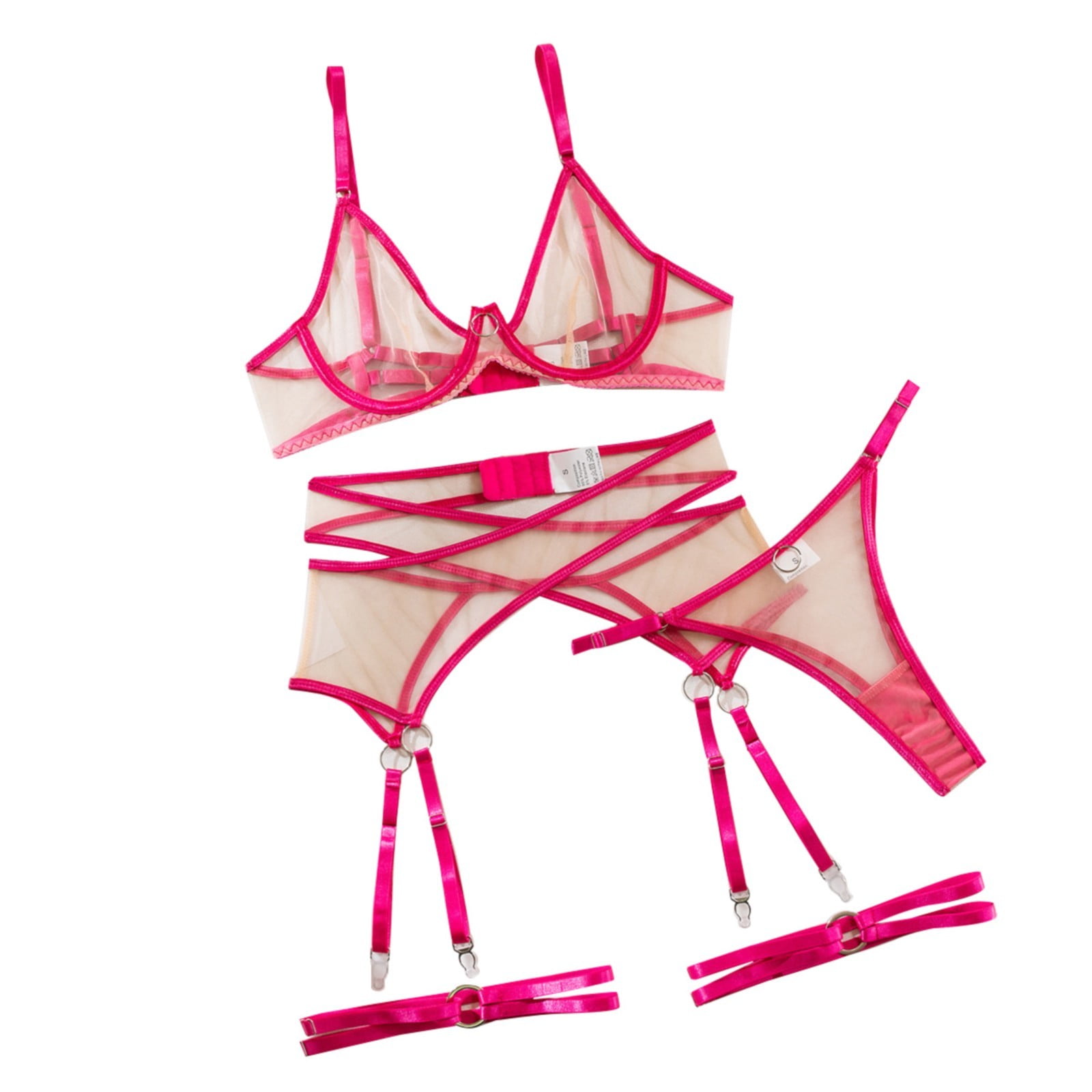 Wtxue Intimates Lingerie Sets Womens Nude Contrasting Color Edge