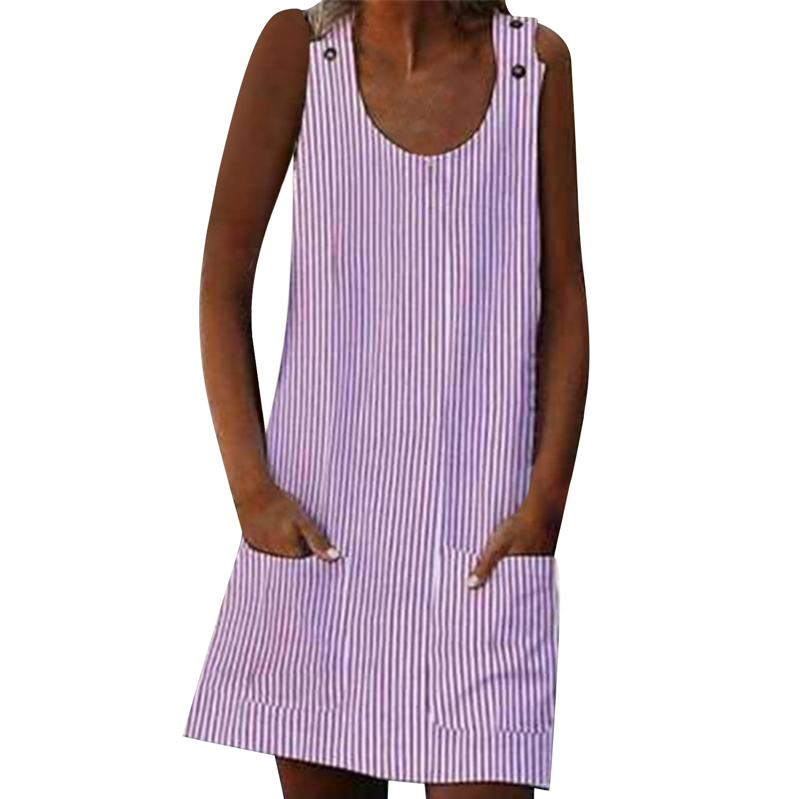 WTXUE Jumper, Sun Dress Sleeveless With Pockets Crew Neck, Women Wing ...