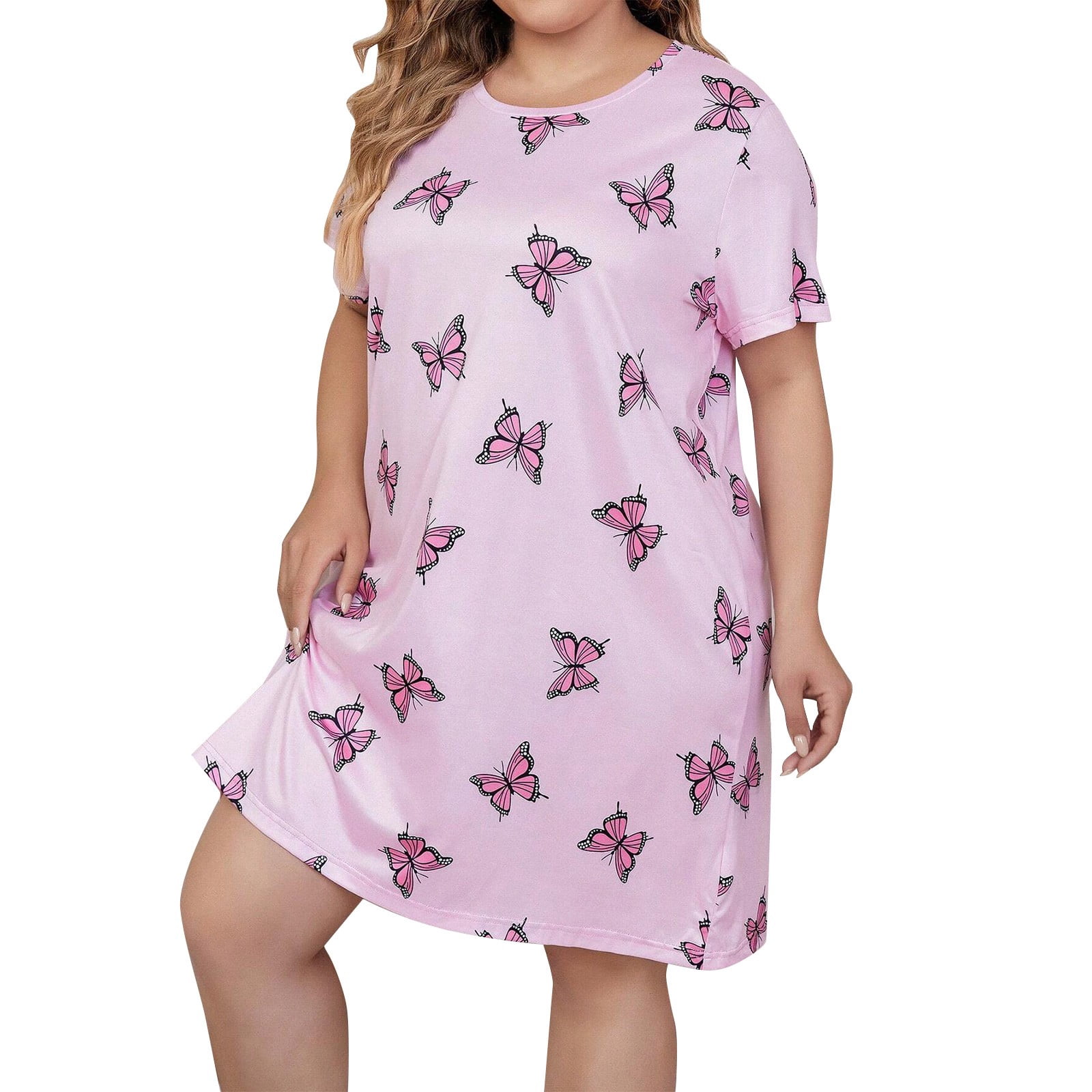 WTXUE Oversized Sleep Shirts Casual Pajamas Women's Plus Size Floral ...