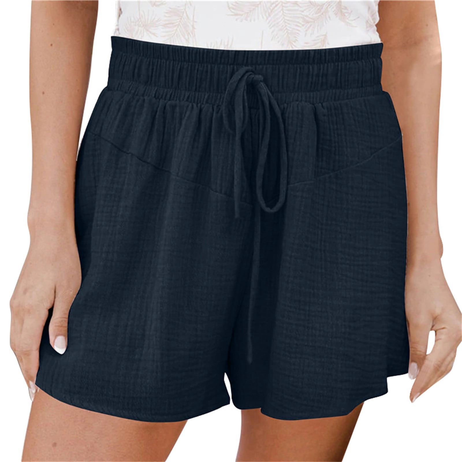 Wtxue Pleated Shorts Women Girlfriend Womens Casual Summer Elastic