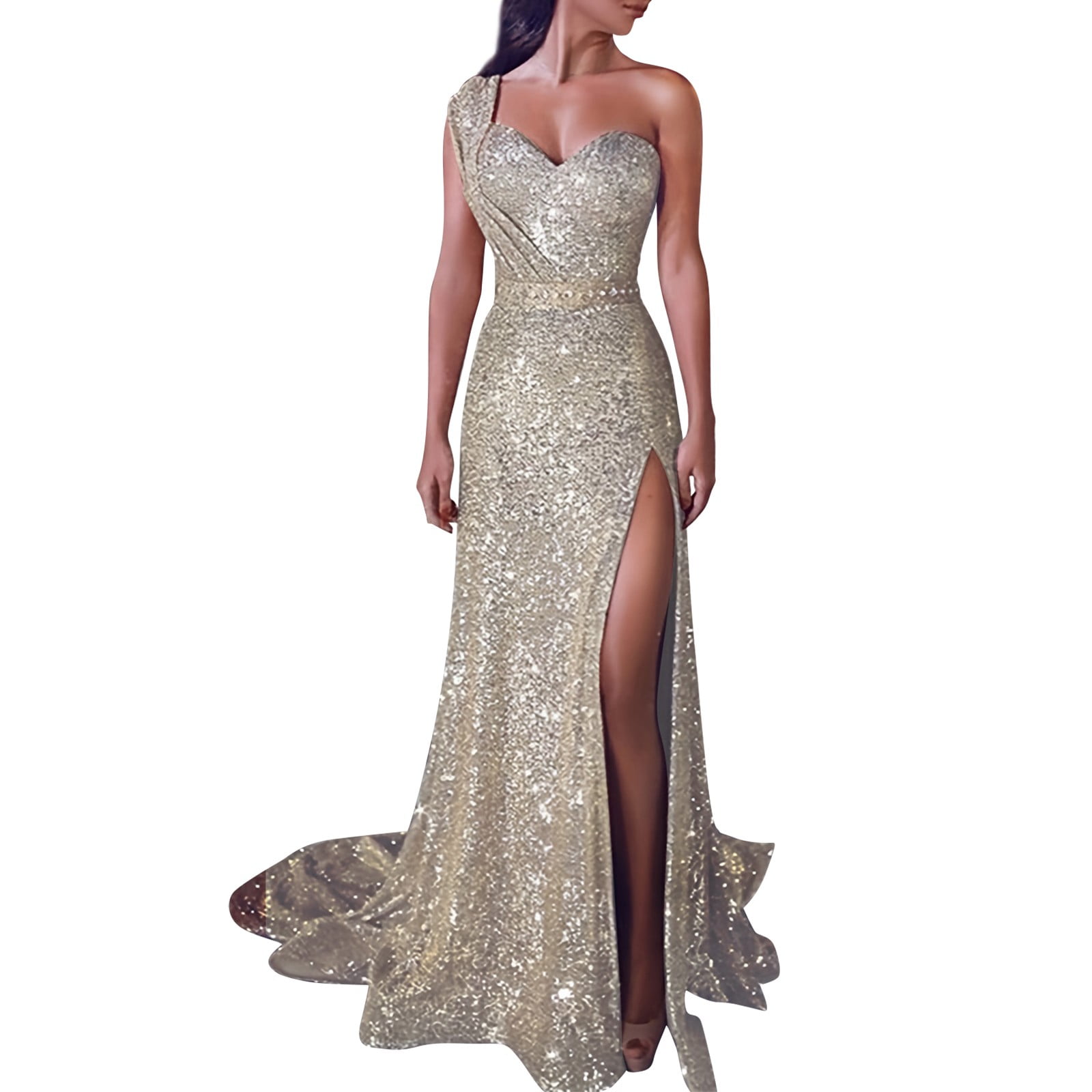 WTXUE Sundresses for Women, Women Sequin Prom Party Gown Gold Evening ...