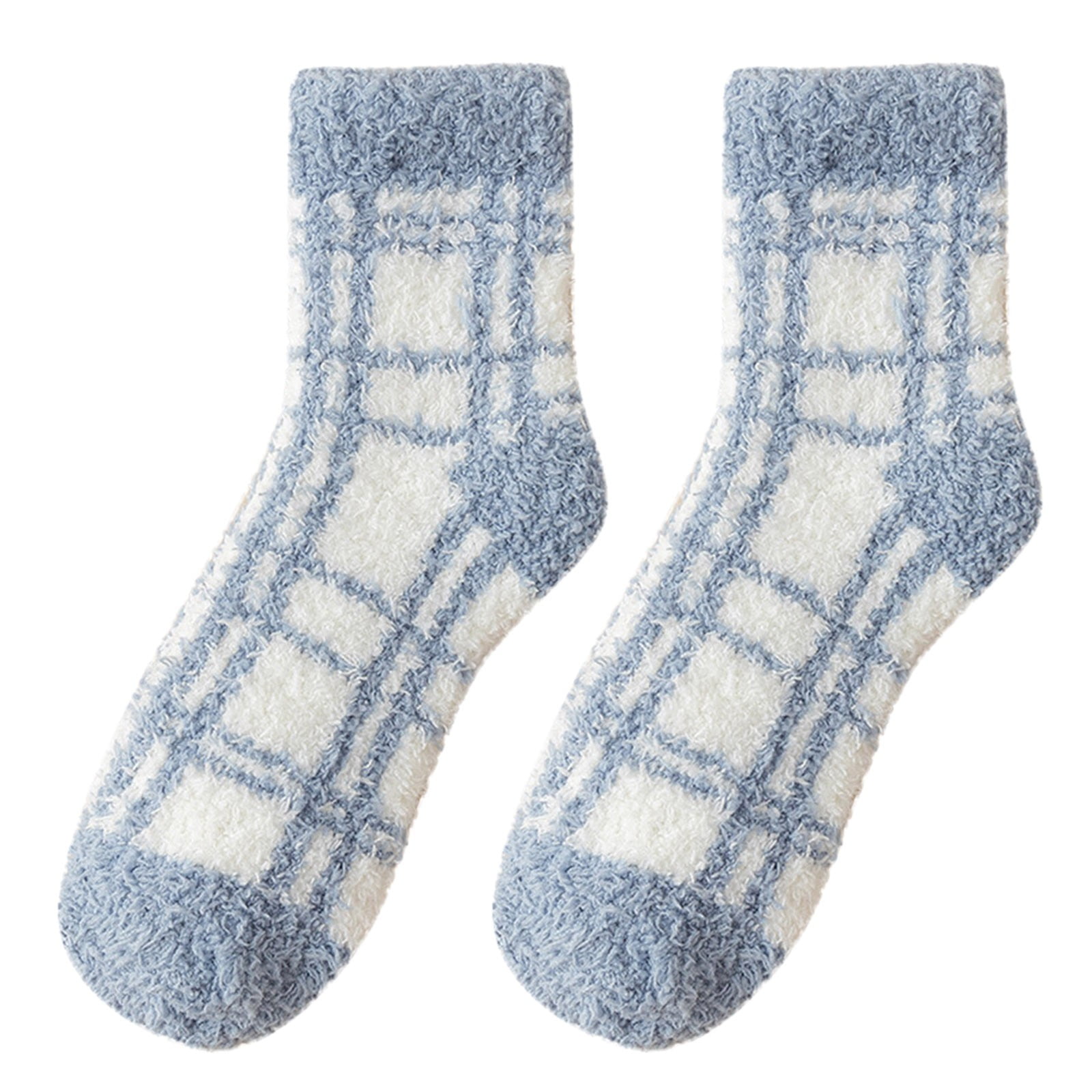 WTXUE Warm Socks, Women Plaid Plush Winter Sleeping Socks House Socks ...