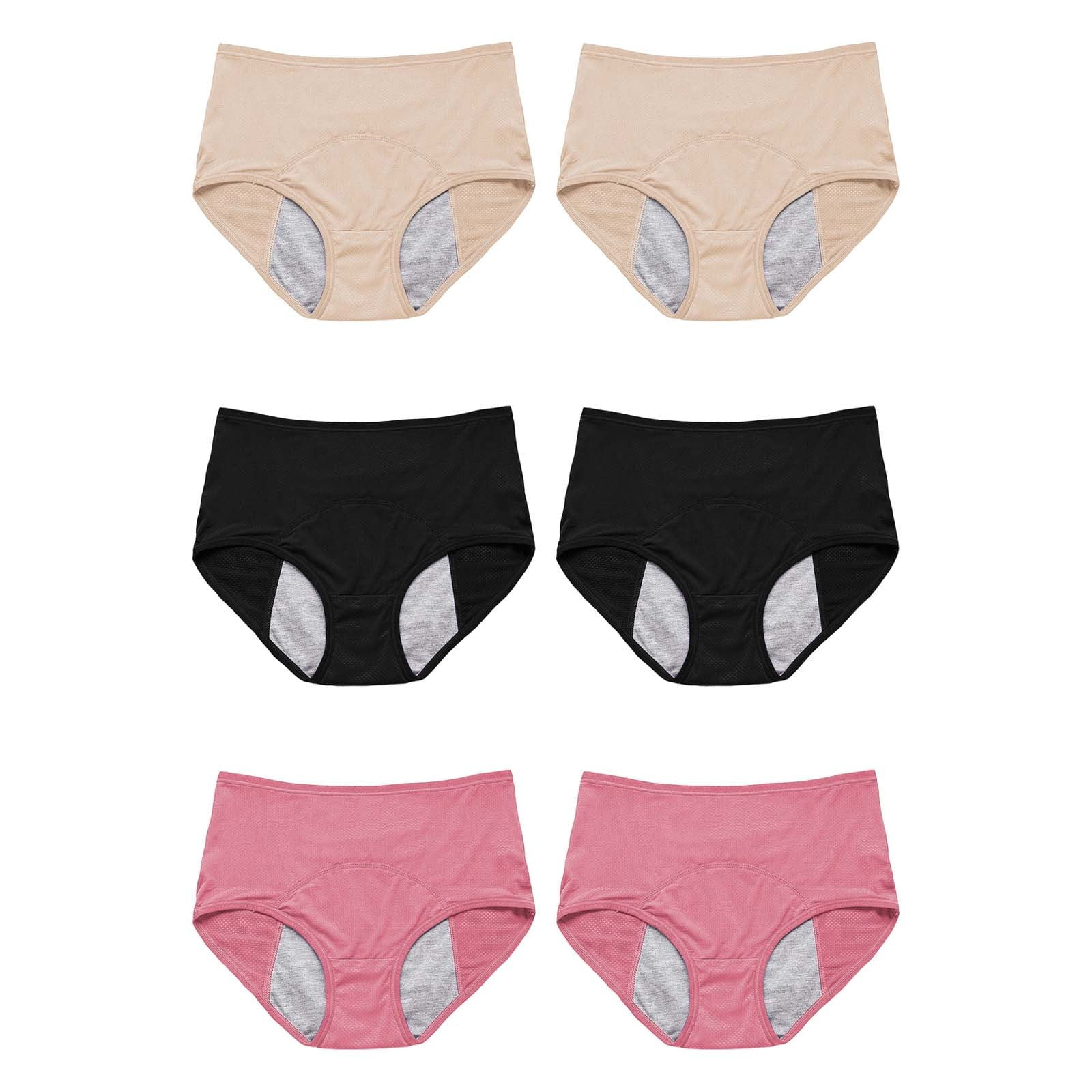 WTXUE Women'S Fashionable Casual Stylish Solid Color Menstrual Underwear 6Pc Set, Period Panties ...