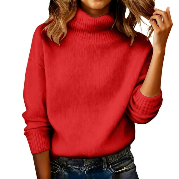 WTXUE Women's Oversized Ribbed Turtleneck Sweater Casual Fall Loose ...